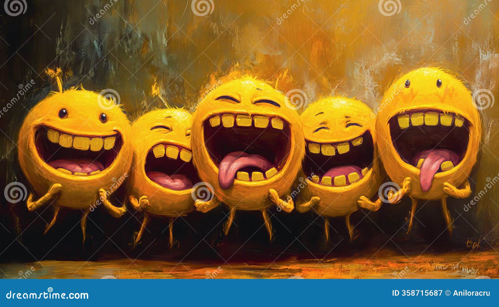 A Group of Laughing Emojis. Cartoon Smiley Stock Image - Image of ...