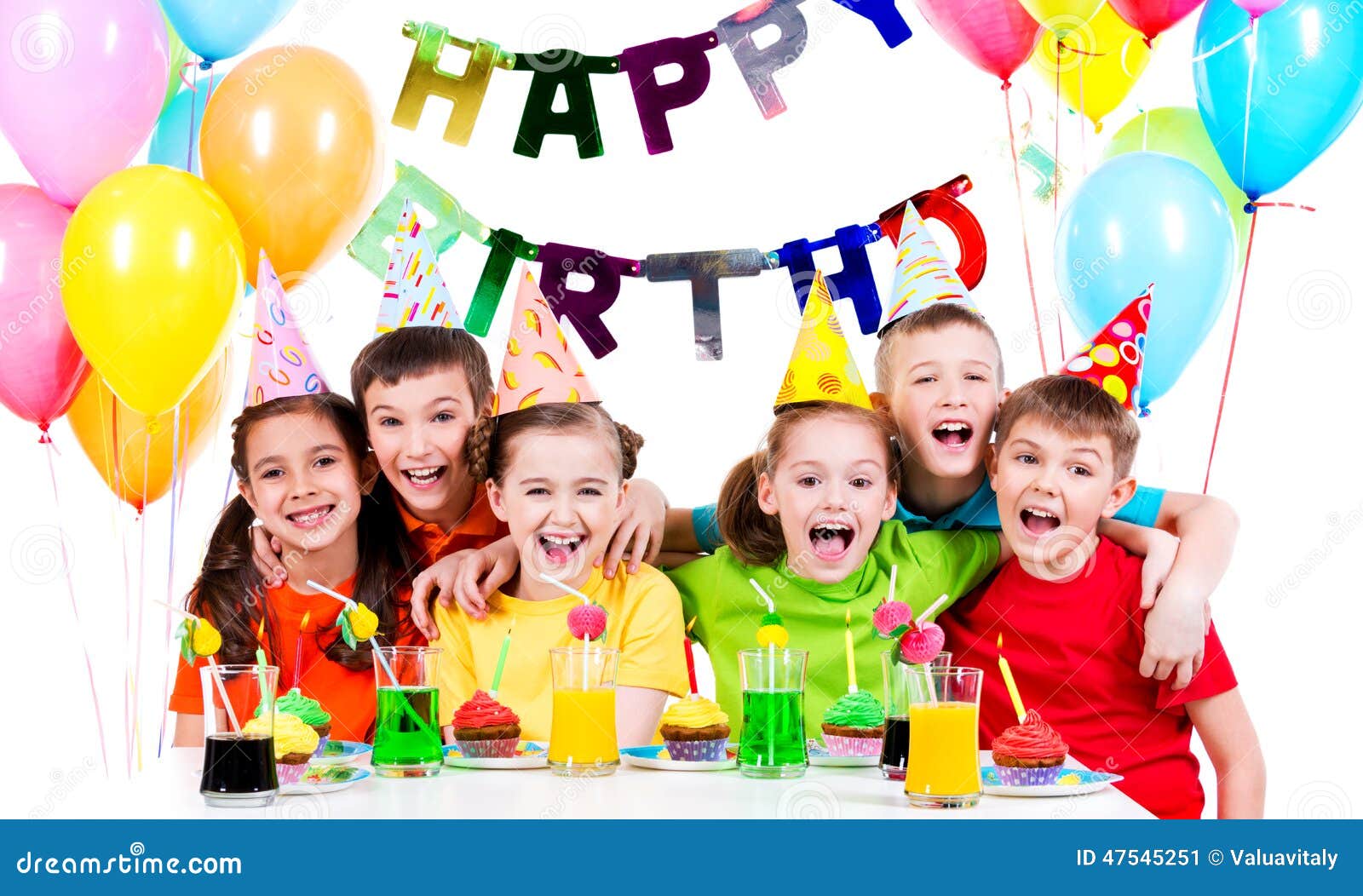 Group of Laughing Kids Having Fun at the Birthday Party. Stock Image ...