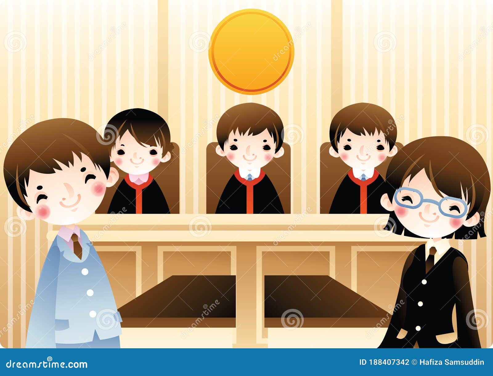 Group of Law Students in a Court Room. Vector Illustration Decorative ...