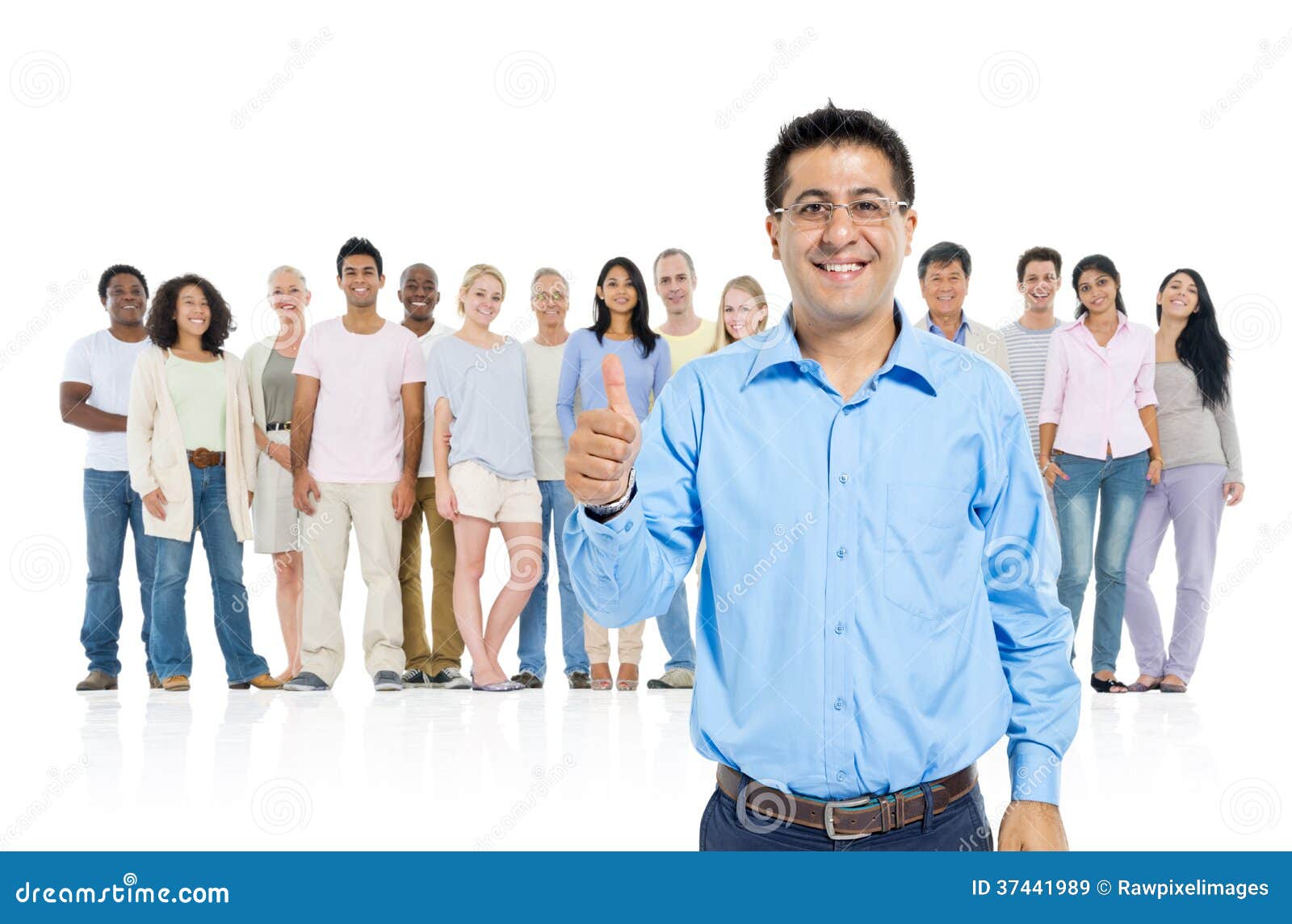 Group Leadership Thump Up and Standing Out from the Crowd Stock Image ...