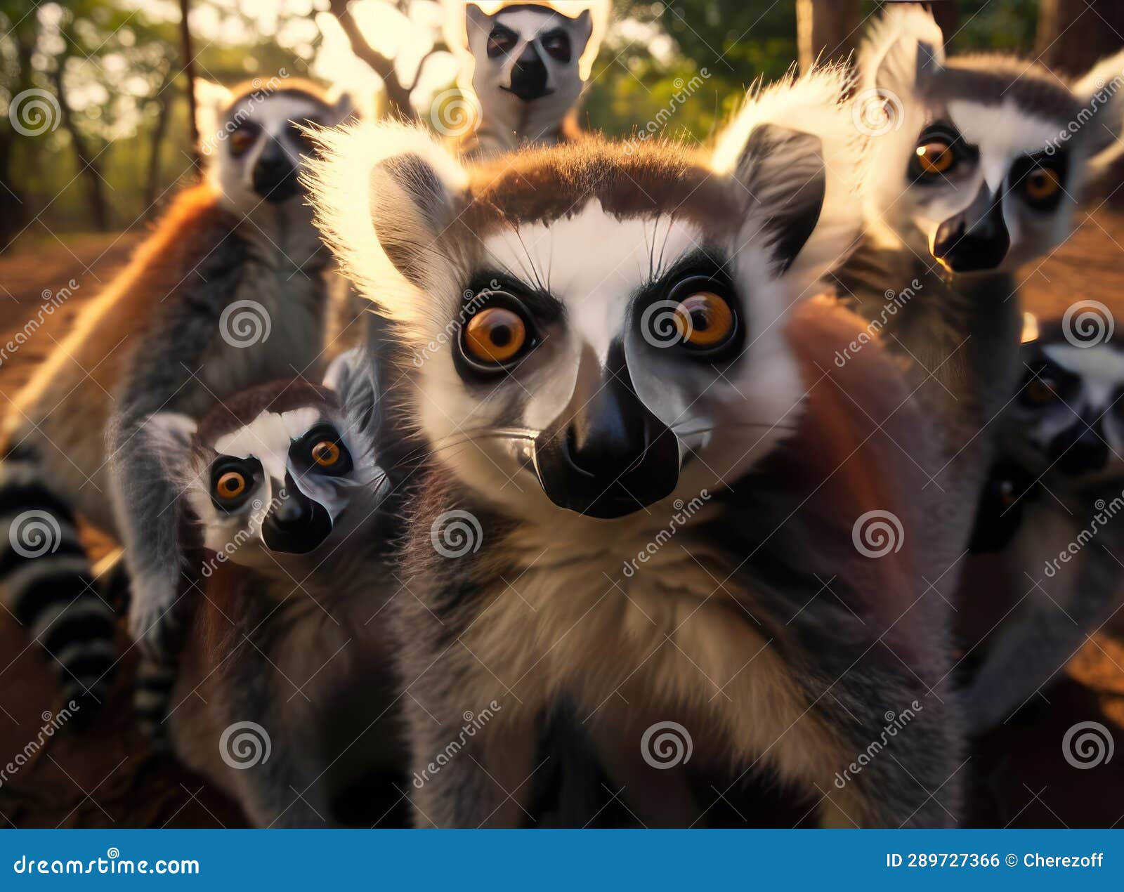 A group of lemurs stock photo. Image of outdoors, closeup - 289727366