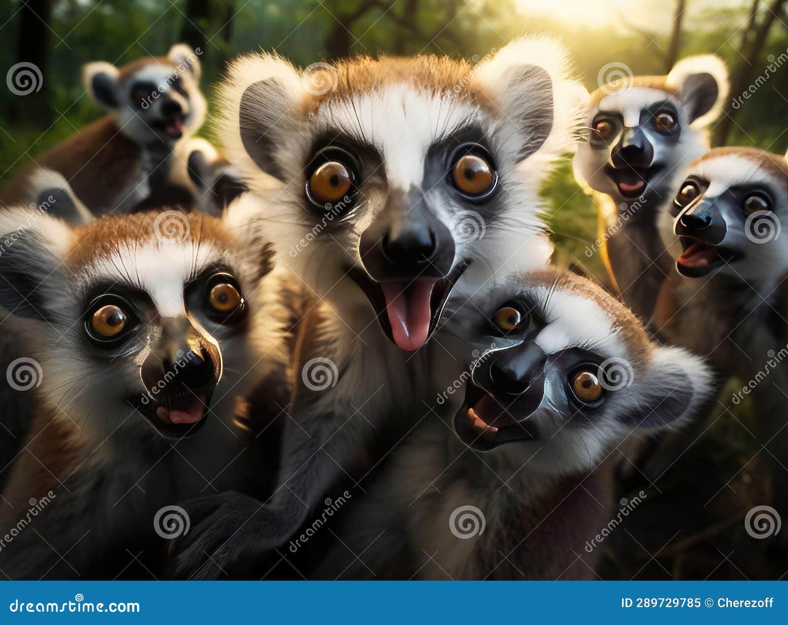 A group of lemurs stock image. Image of outdoors, catta - 289729785