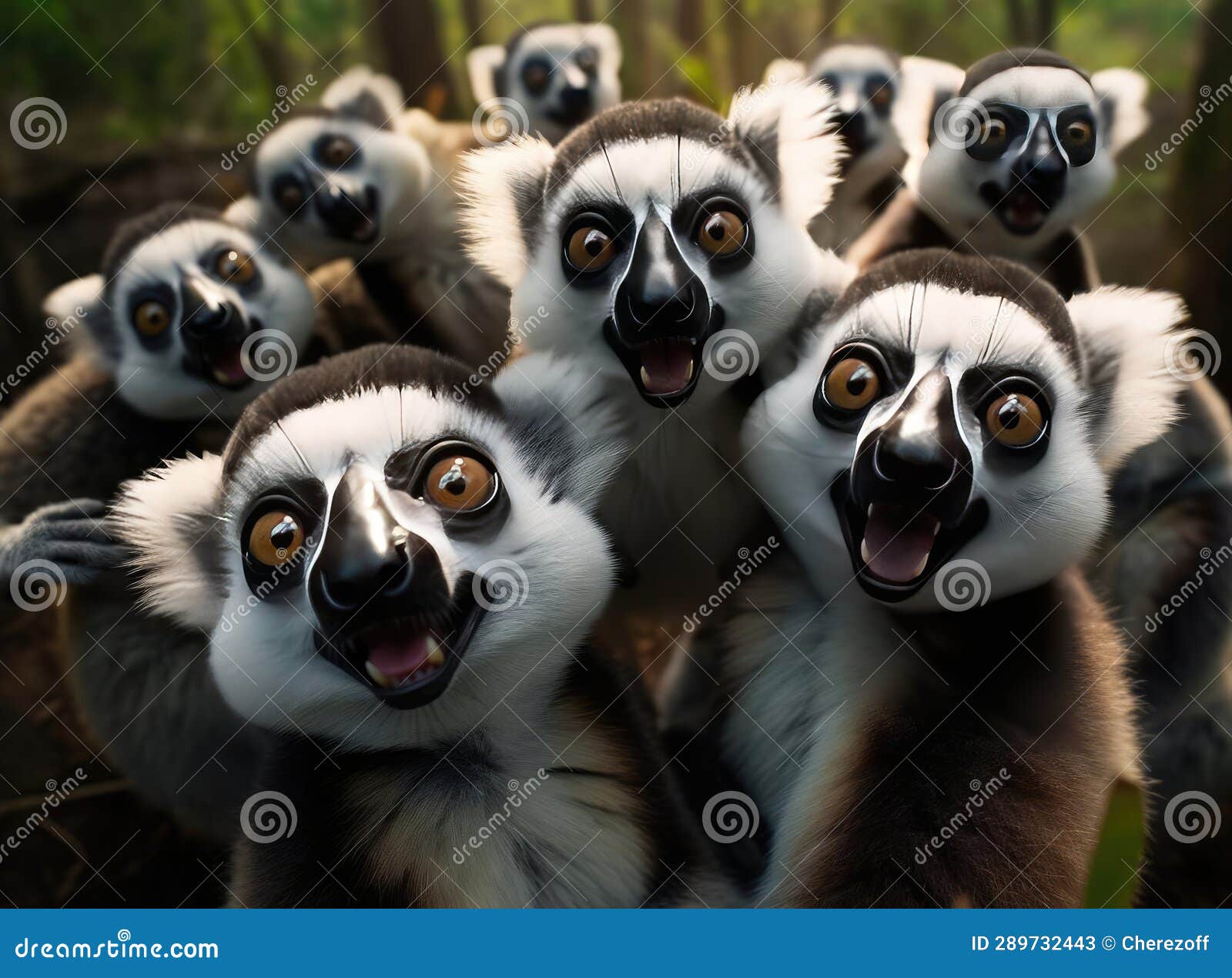 A group of lemurs stock image. Image of monkey, wildlife - 289732443