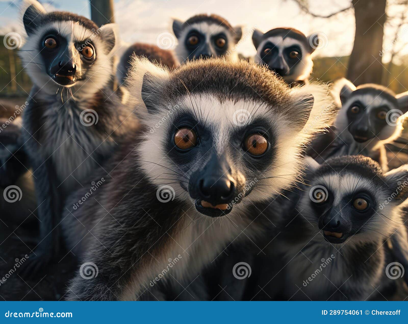 A group of lemurs stock image. Image of primate, beautiful - 289754061