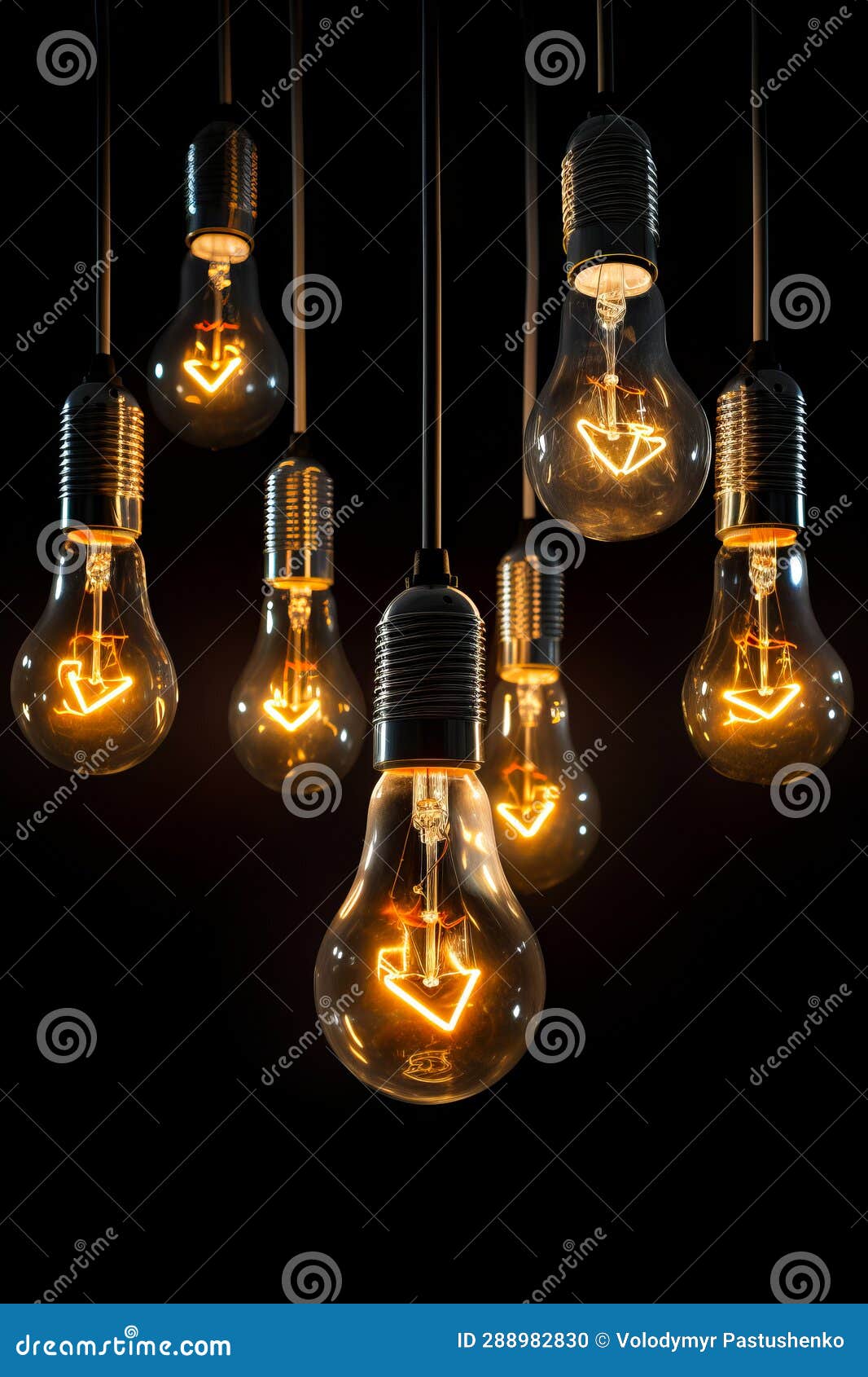 Group of Light Bulbs with Light Bulb with Arrow Inside. Generative AI ...