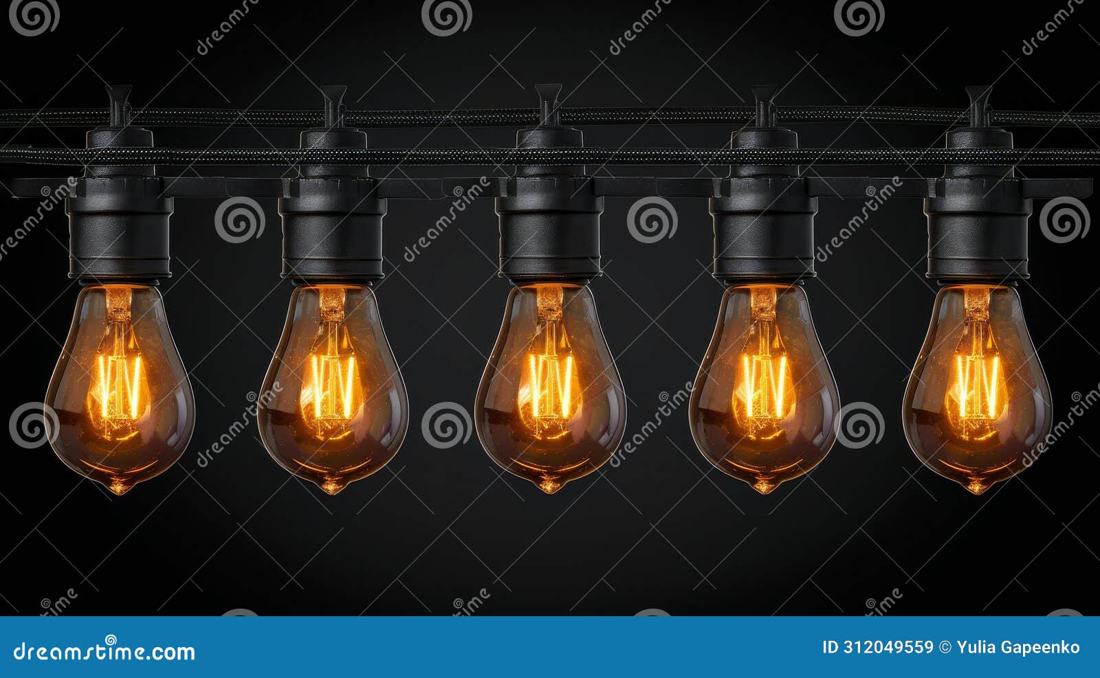 Group of Light Bulbs Hanging on Line Stock Image - Image of ideas ...