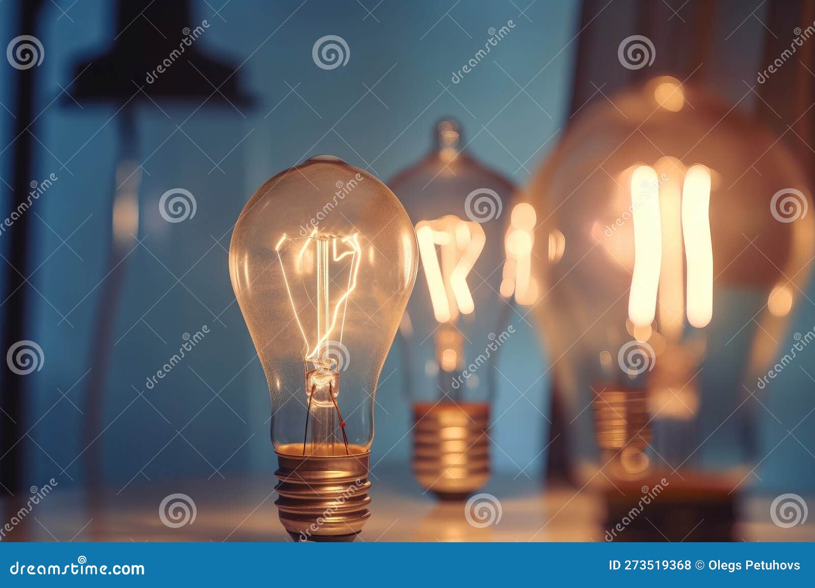 A Group of Light Bulbs Sitting on Top of a Table Stock Photo - Image of ...