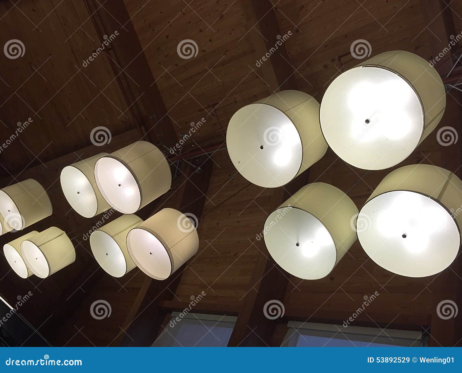 Group of Light Fixtures Hanging at the Ceiling Stock Image - Image of ...