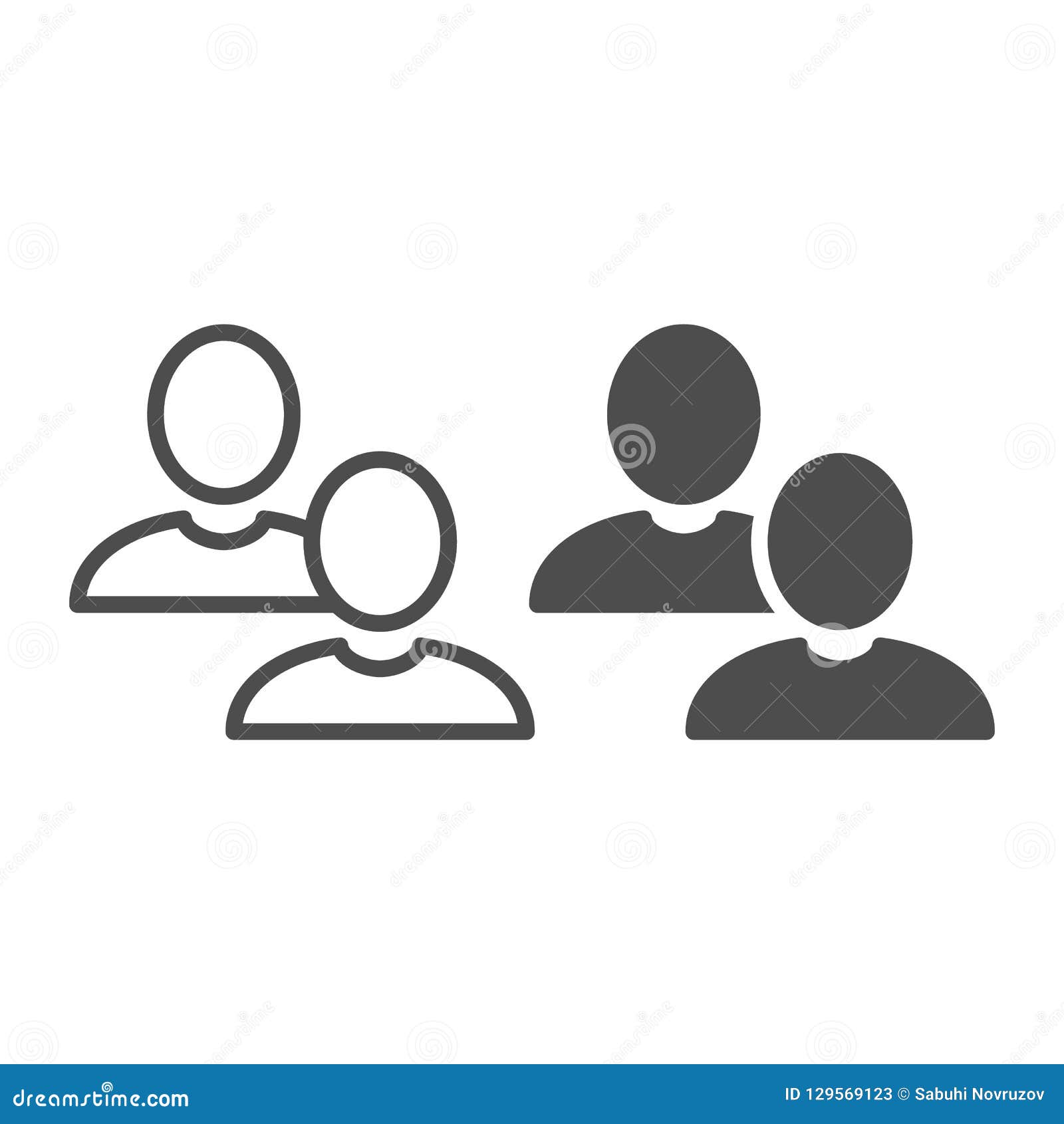 Group Line and Glyph Icon. Users Vector Illustration Isolated on White ...