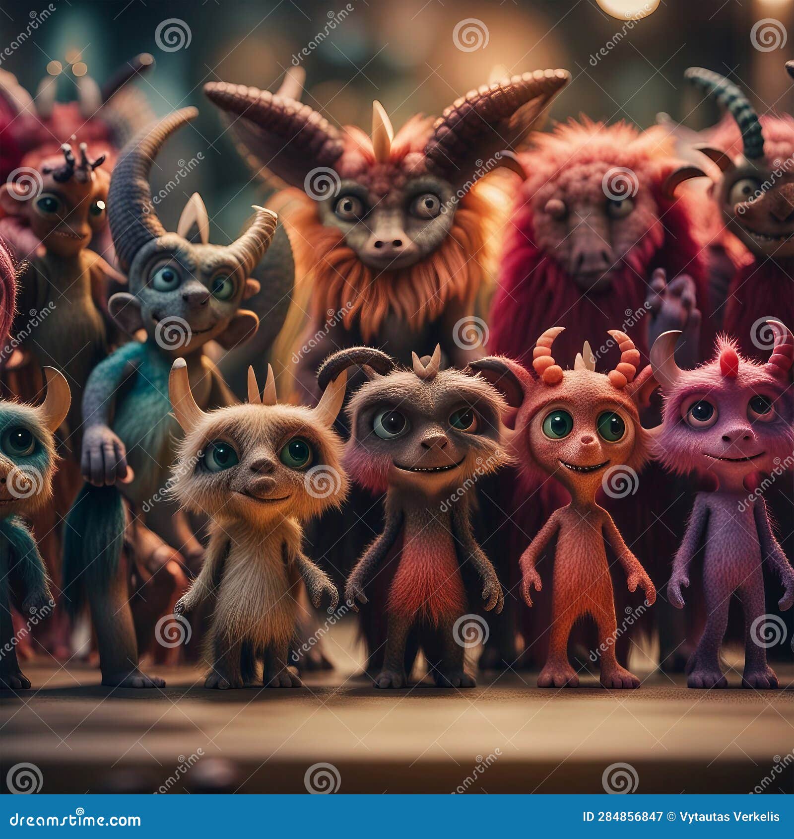 A Group of Lined Up Colorful Monsters Stock Illustration - Illustration ...