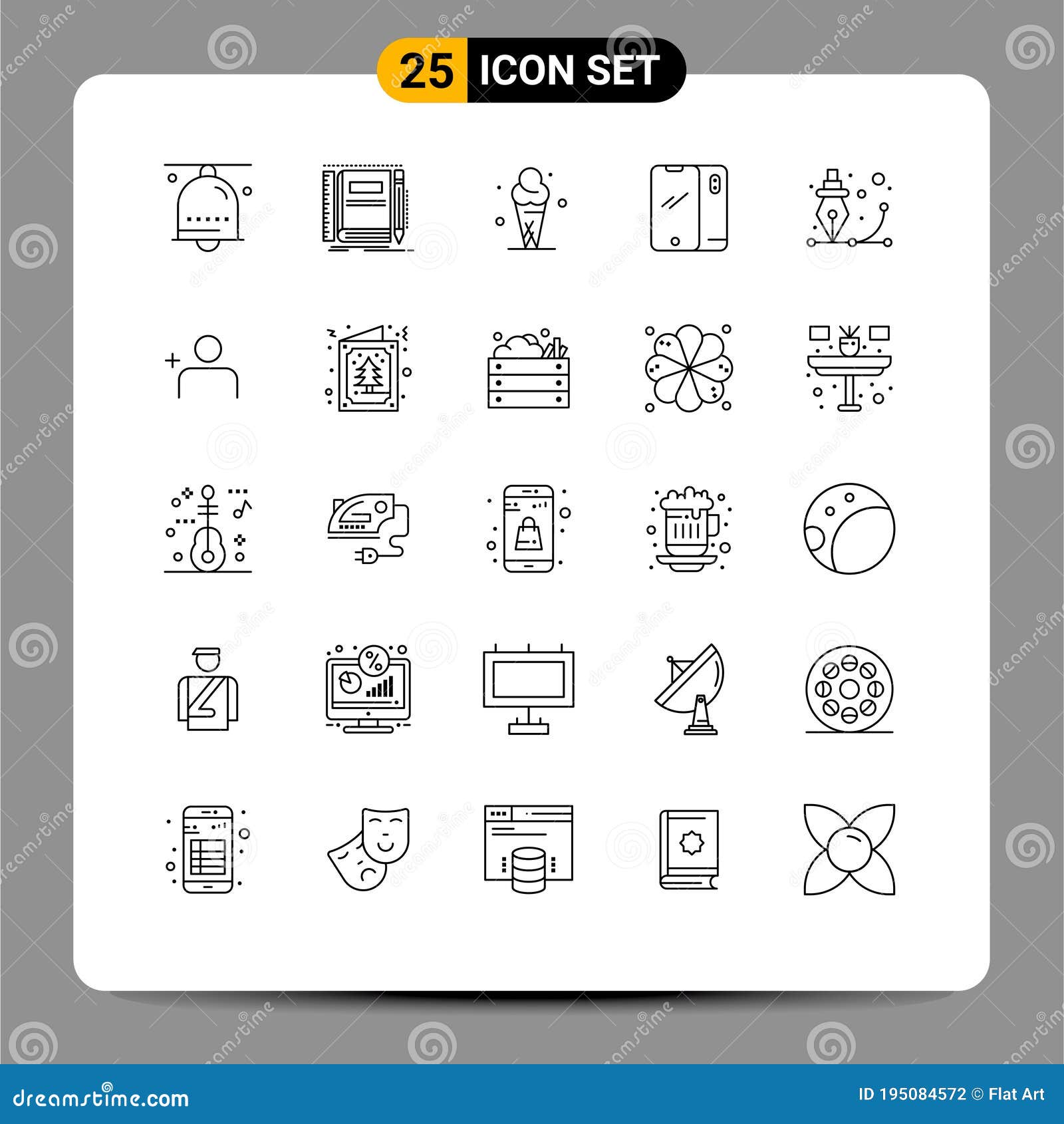 25 Universal Line Signs Symbols of Android, Smart Phone, Pocket, Phone ...