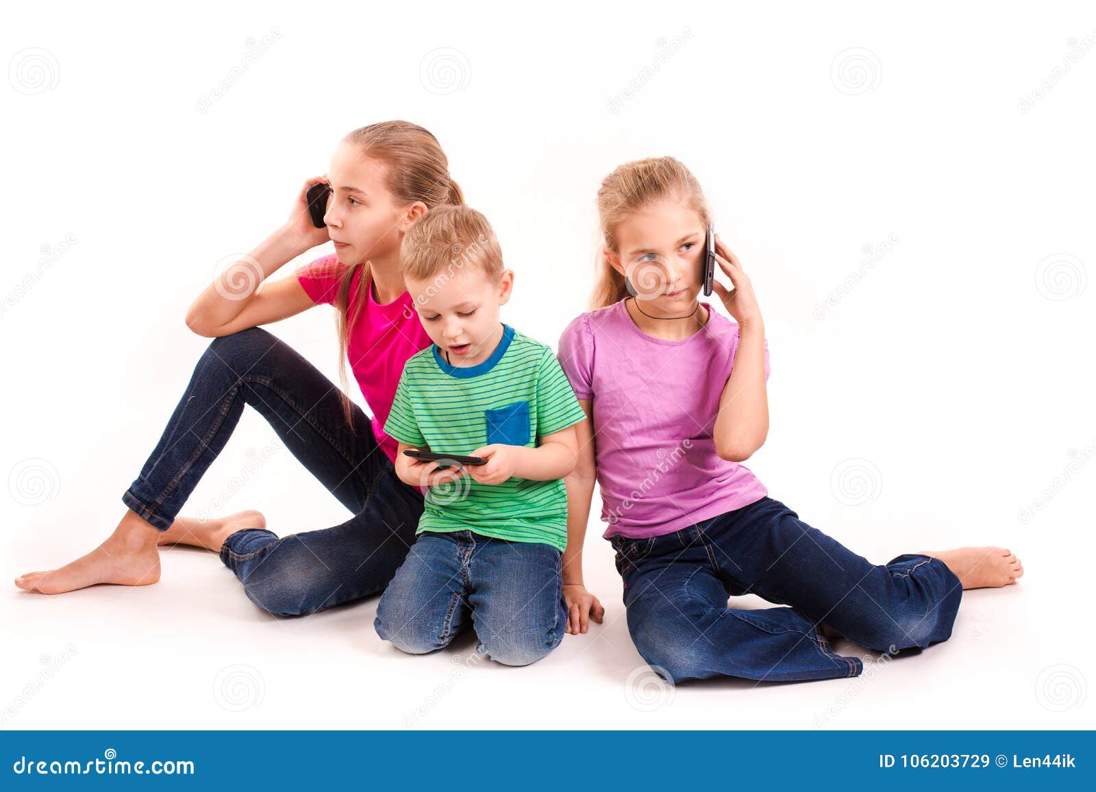 Group of Little Kids Using Electronic Devices Stock Image - Image of ...