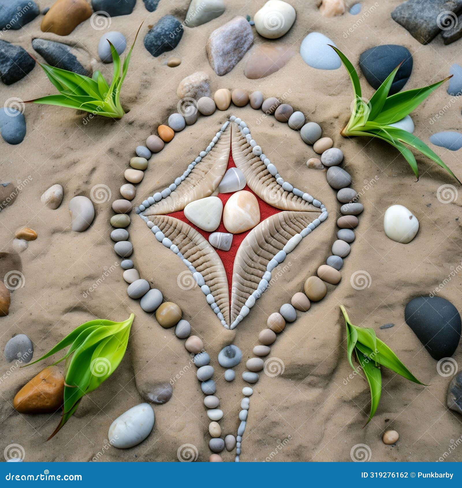 A Group of Little Pebbles Arranged in a Strange Pattern in Sand. Stock ...