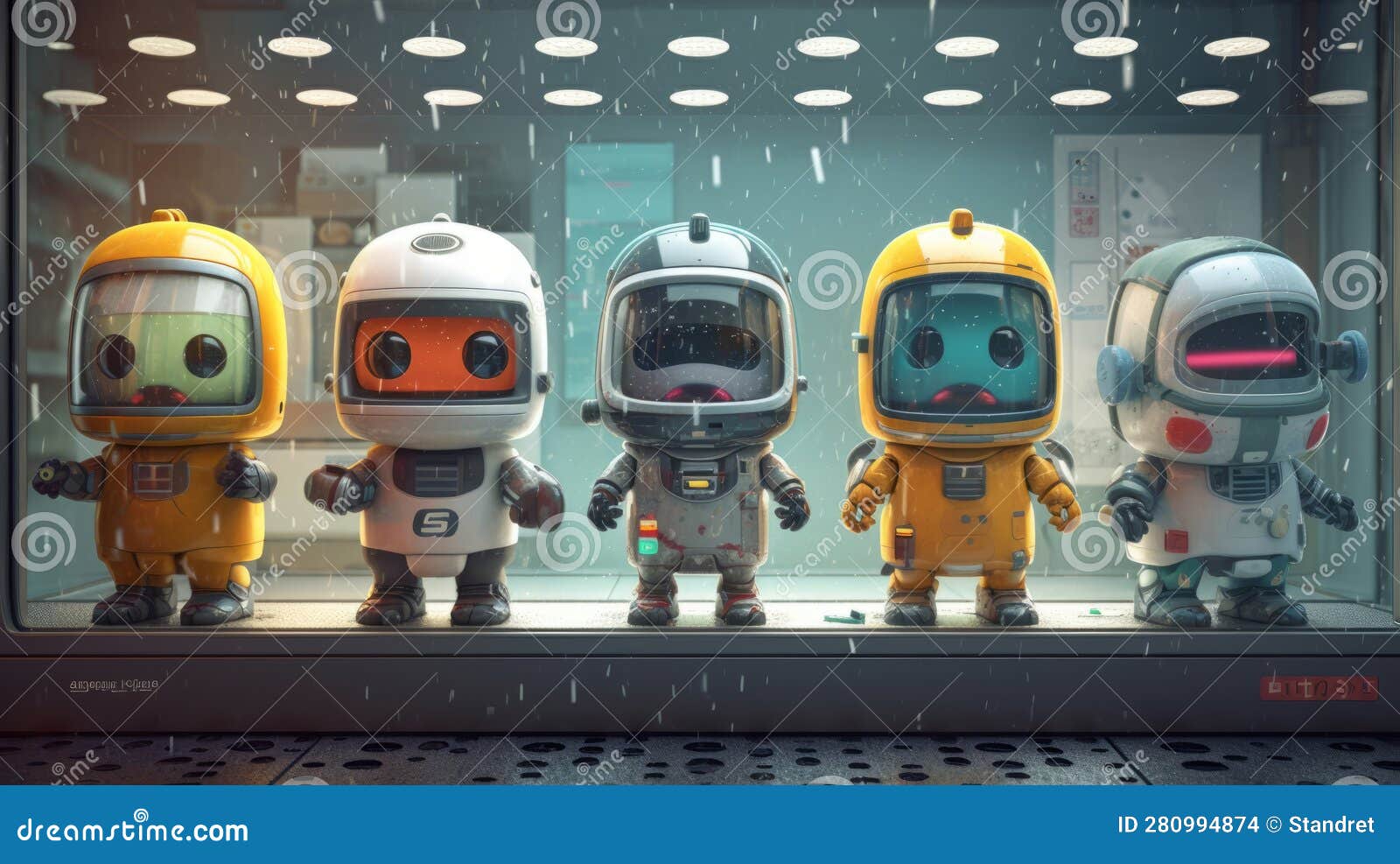 Group of Little Robots are Standing. Beautiful Illustration Picture ...