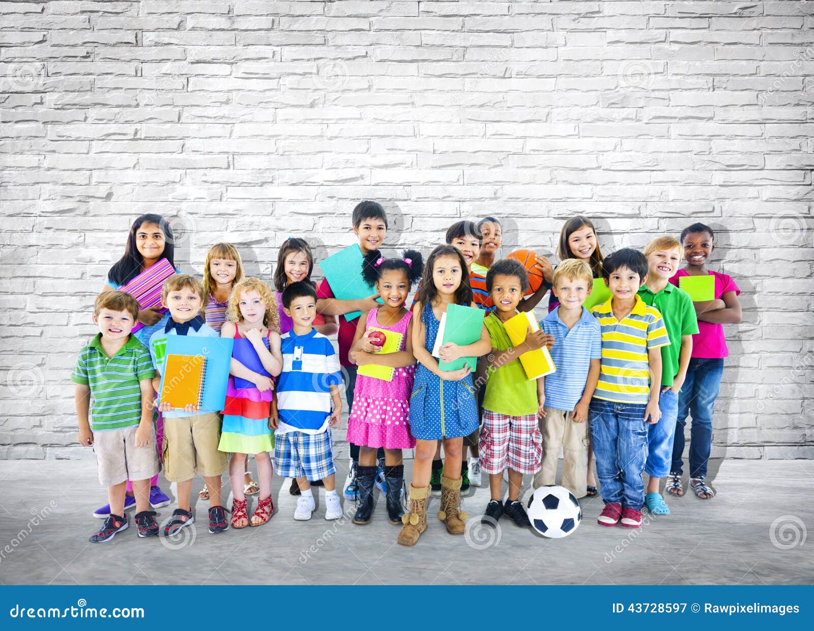 Group of Little Students Standing Close To the Wall Stock Image - Image ...