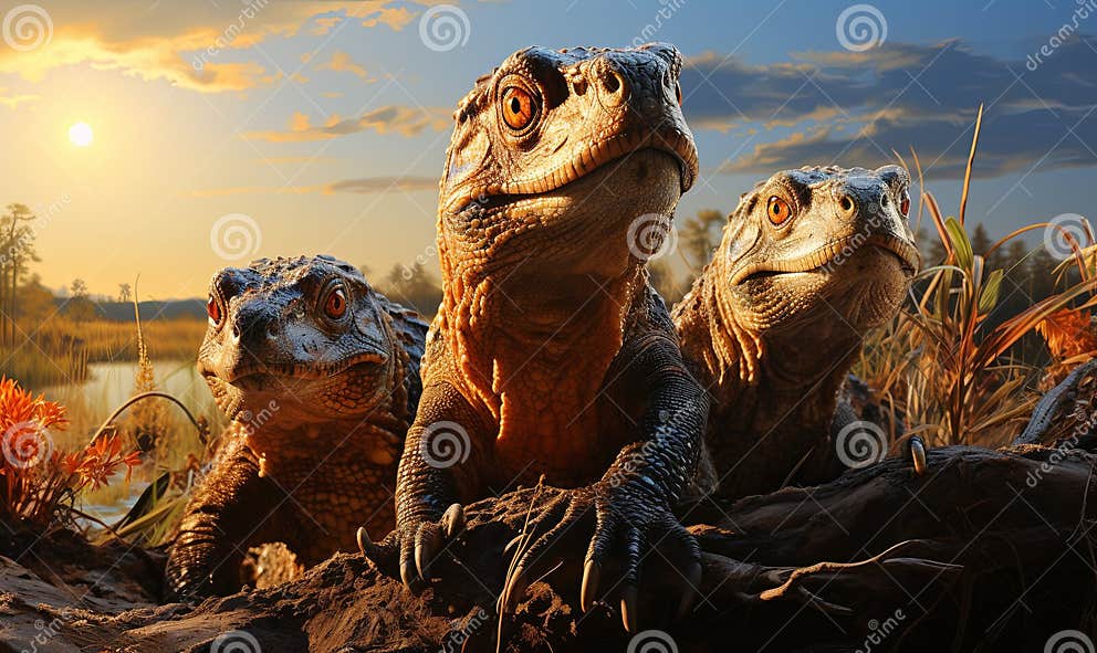 Group of Lizards Sitting Together Stock Photo - Image of companionship ...