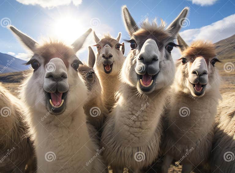 A group of llamas stock photo. Image of lama, life, peru - 289755252