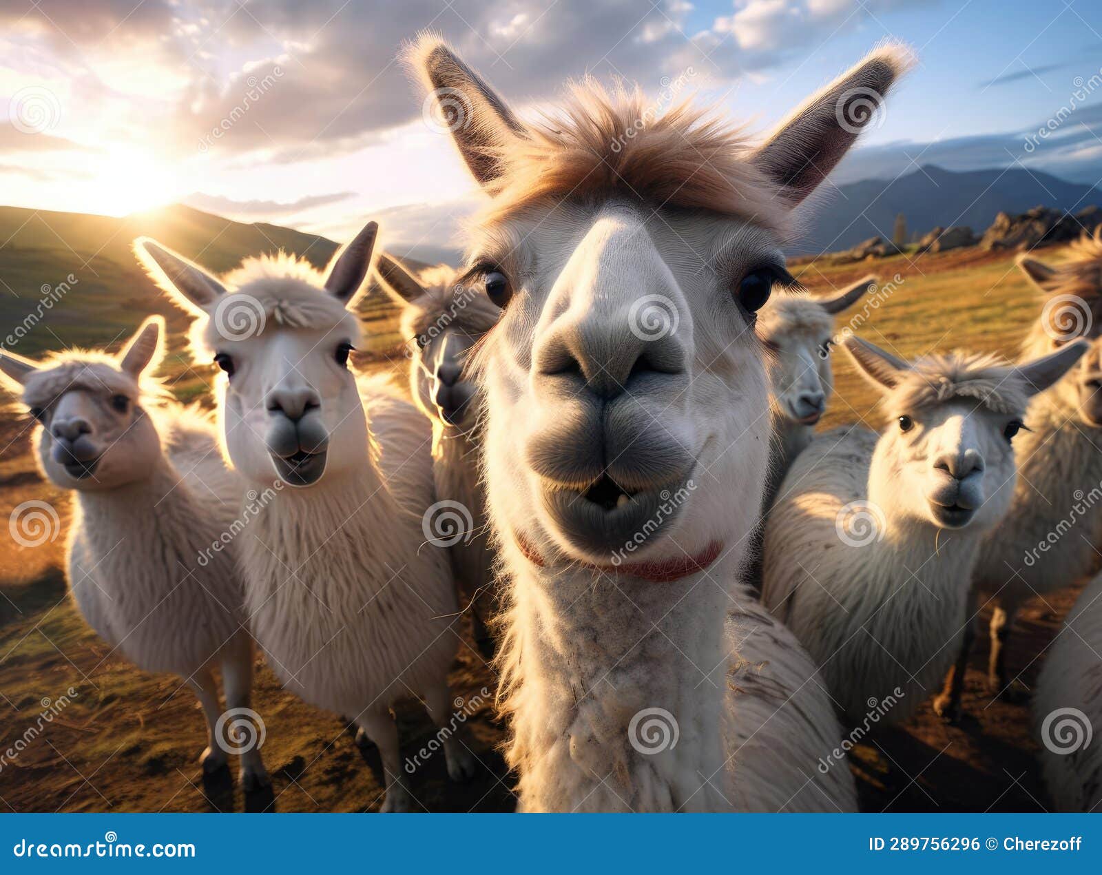 A group of llamas stock photo. Image of mammal, herd - 289756296