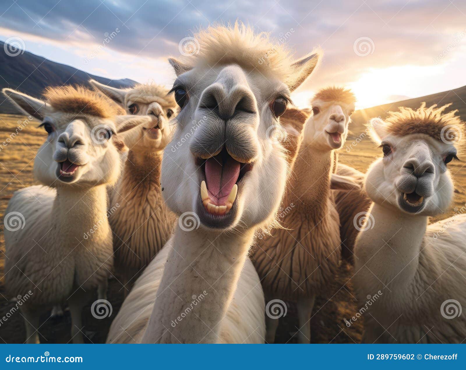 A group of llamas stock photo. Image of life, alpaca - 289759602