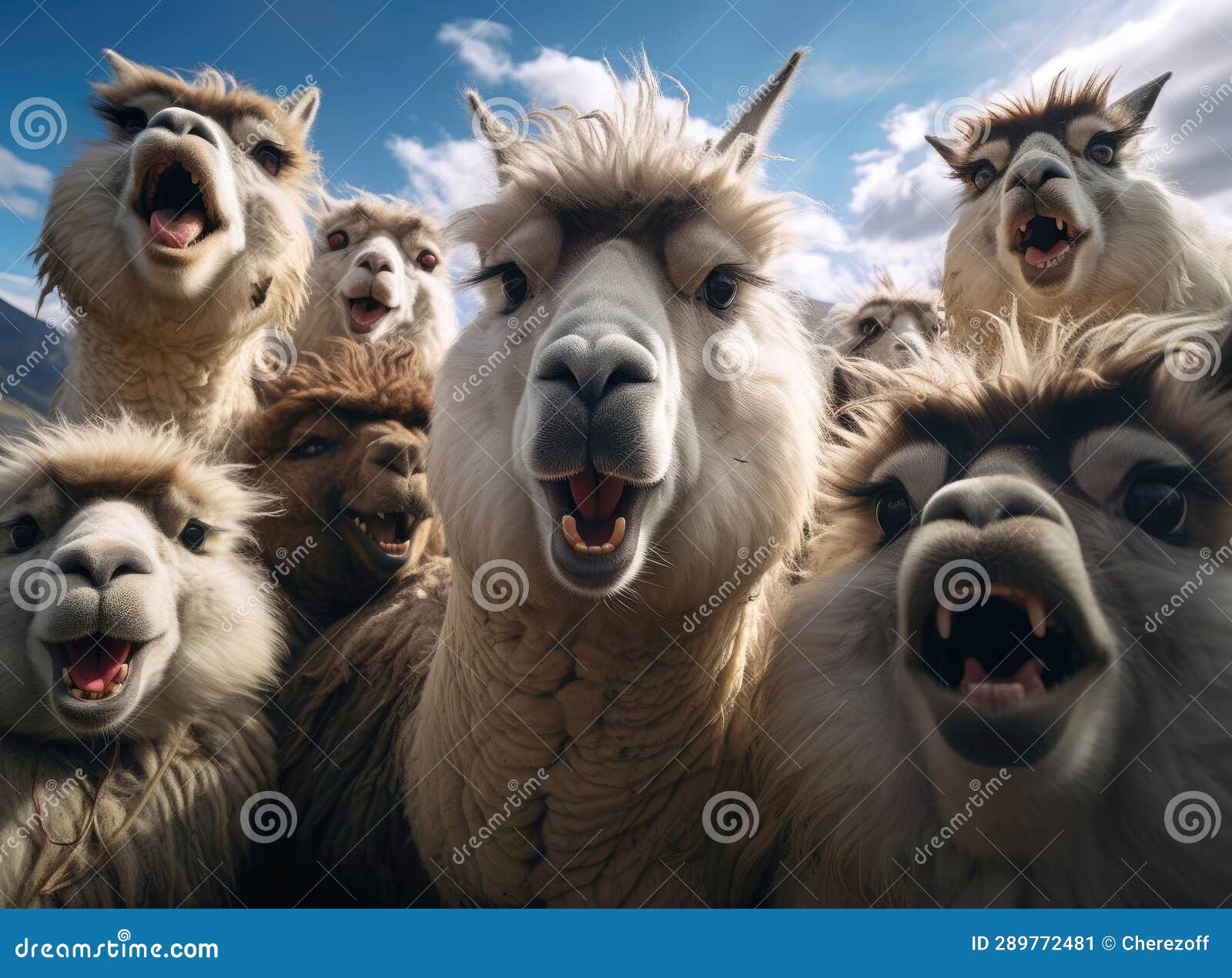 A group of llamas stock image. Image of landscape, winter - 289772481