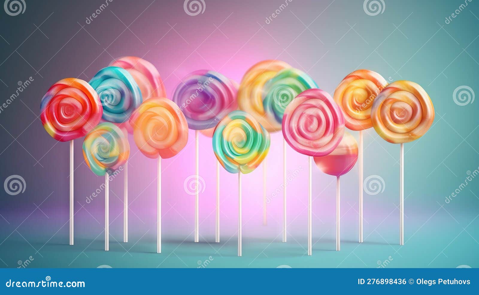 A Group of Lollipops Sitting on Top of Each Other on Top of a Blue and ...