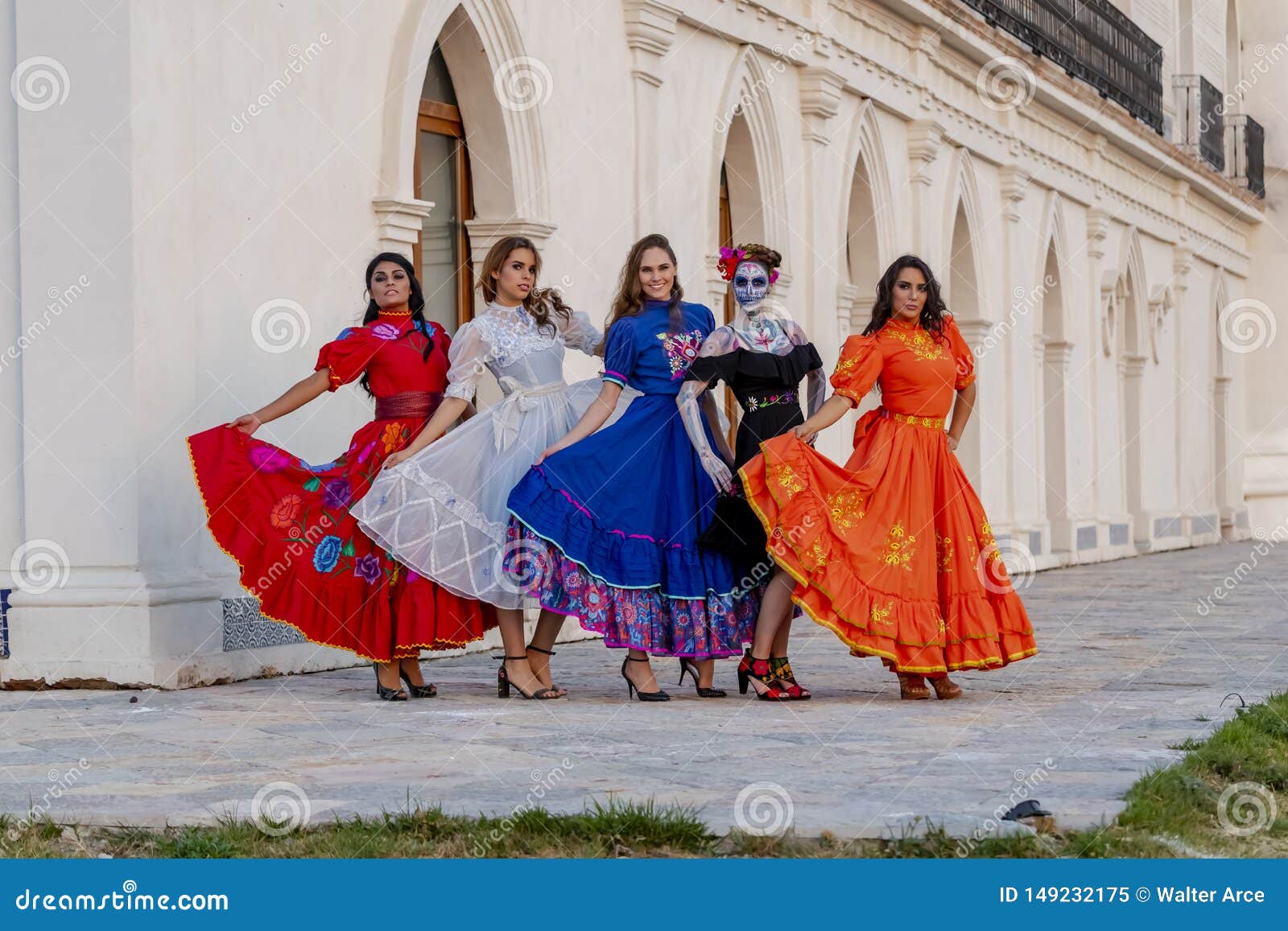 A Group of Lovely Hispanic Brunette Models Pose Outdoors on a Mexican ...
