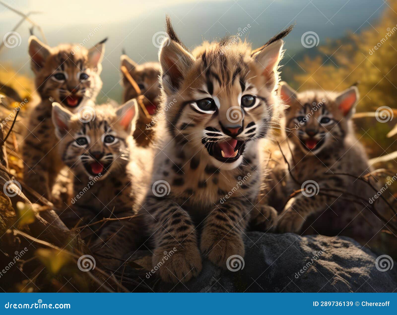 A group of lynxes stock image. Image of group, predator - 289736139