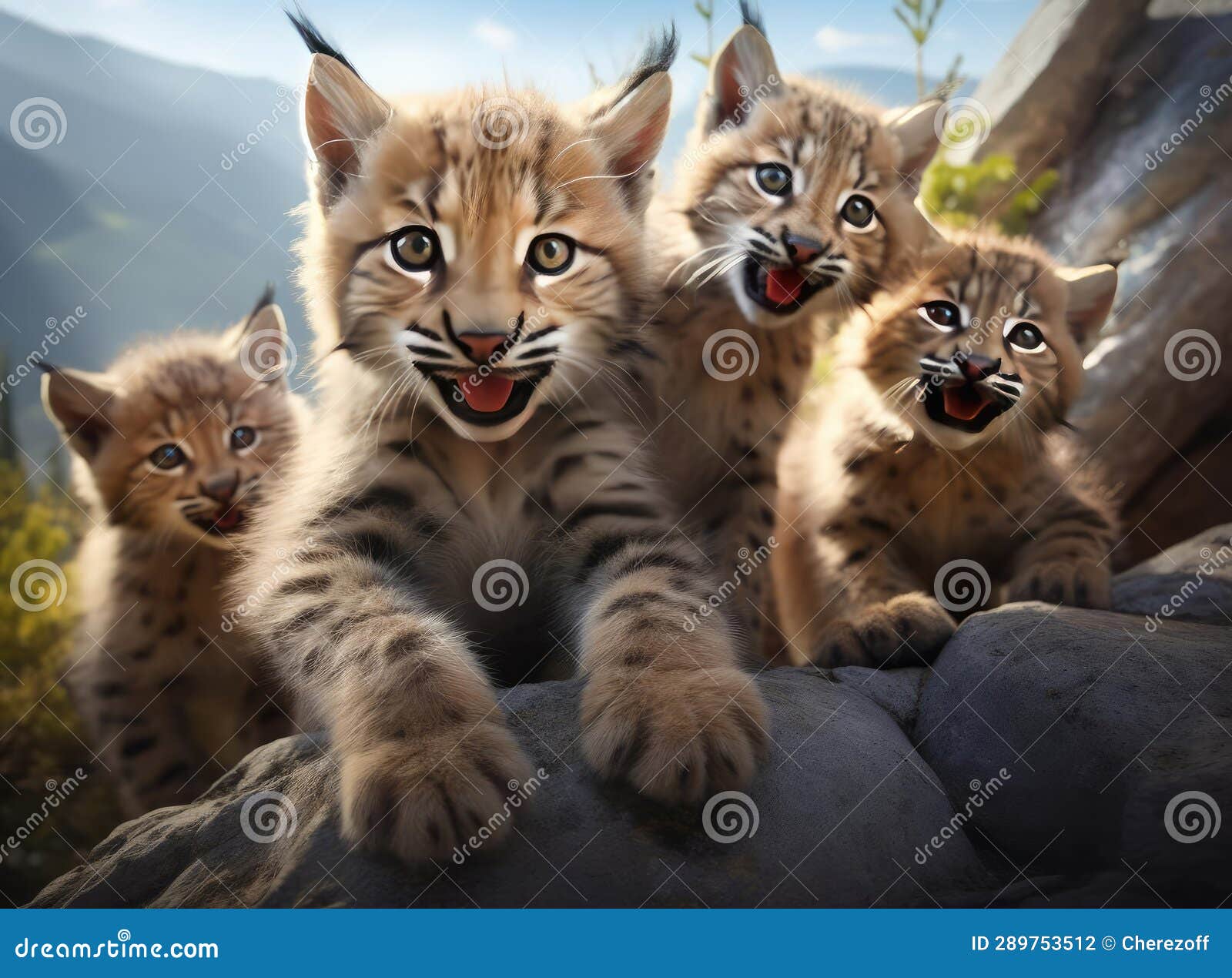 A group of lynxes stock photo. Image of young, portrait - 289753512
