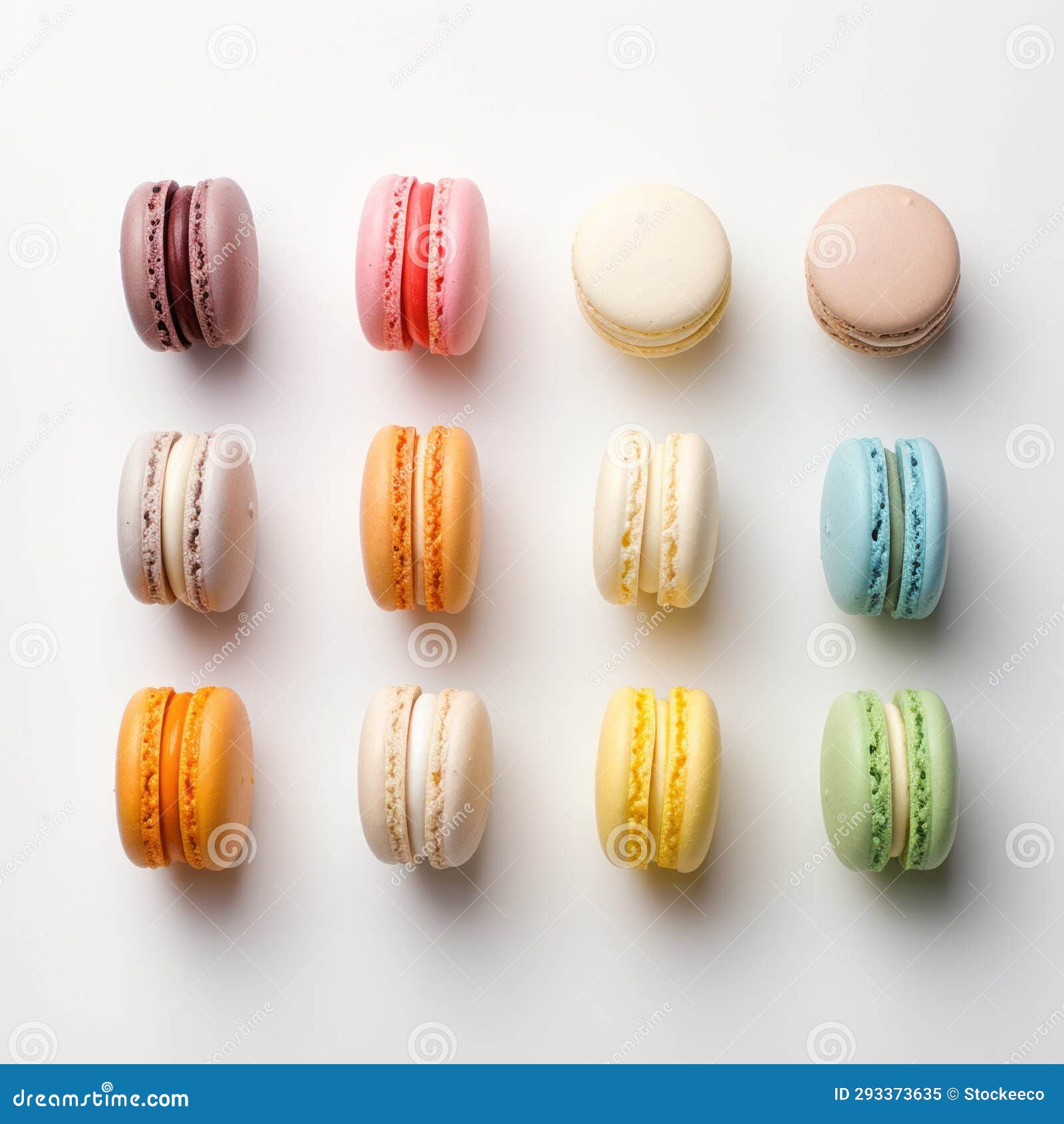 Colorful Macarons on White Background: Subtle Tonal Variations and Soft ...