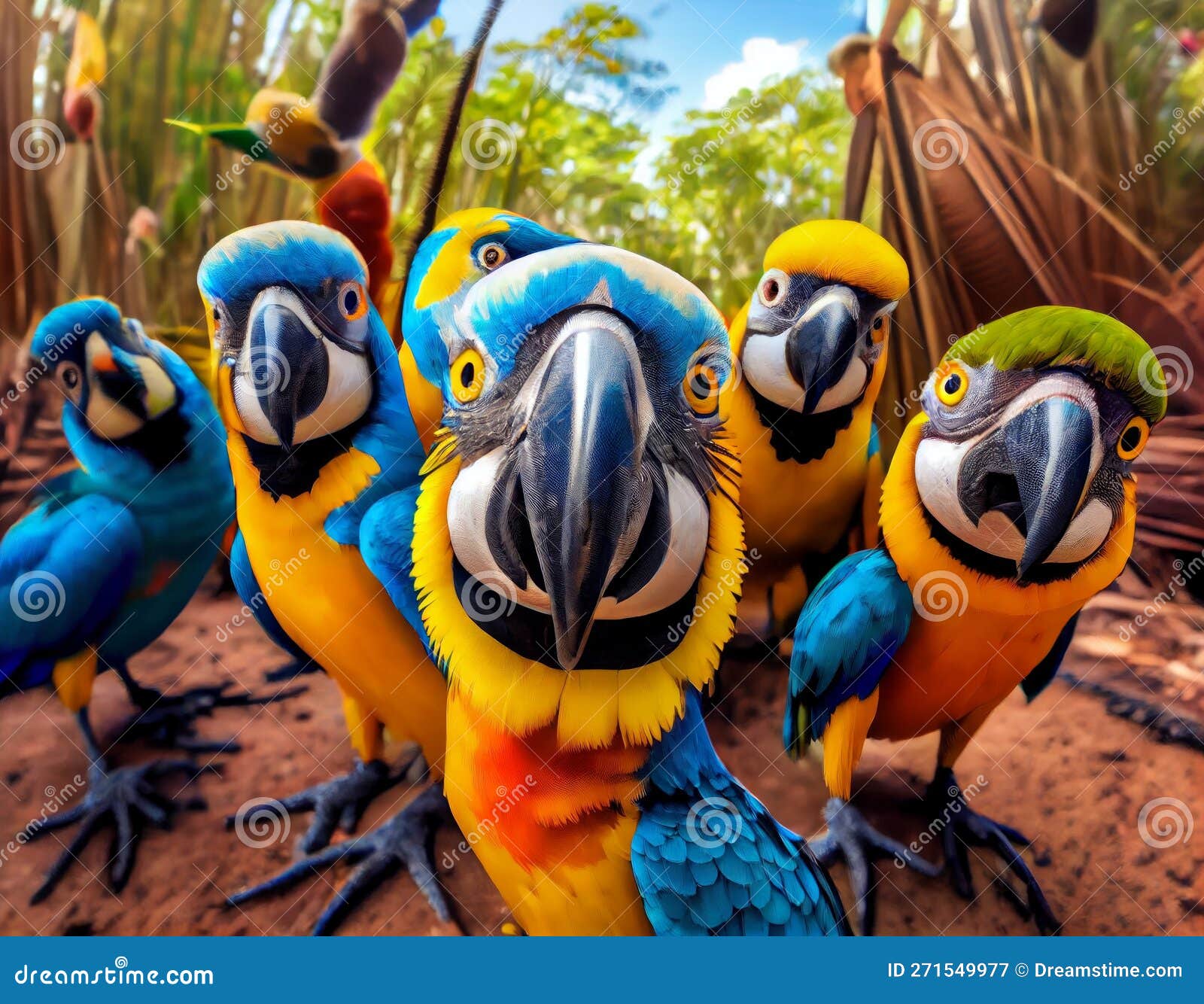 A Group of Macaw Parrot Taking Selfe Together Generative AI Stock ...