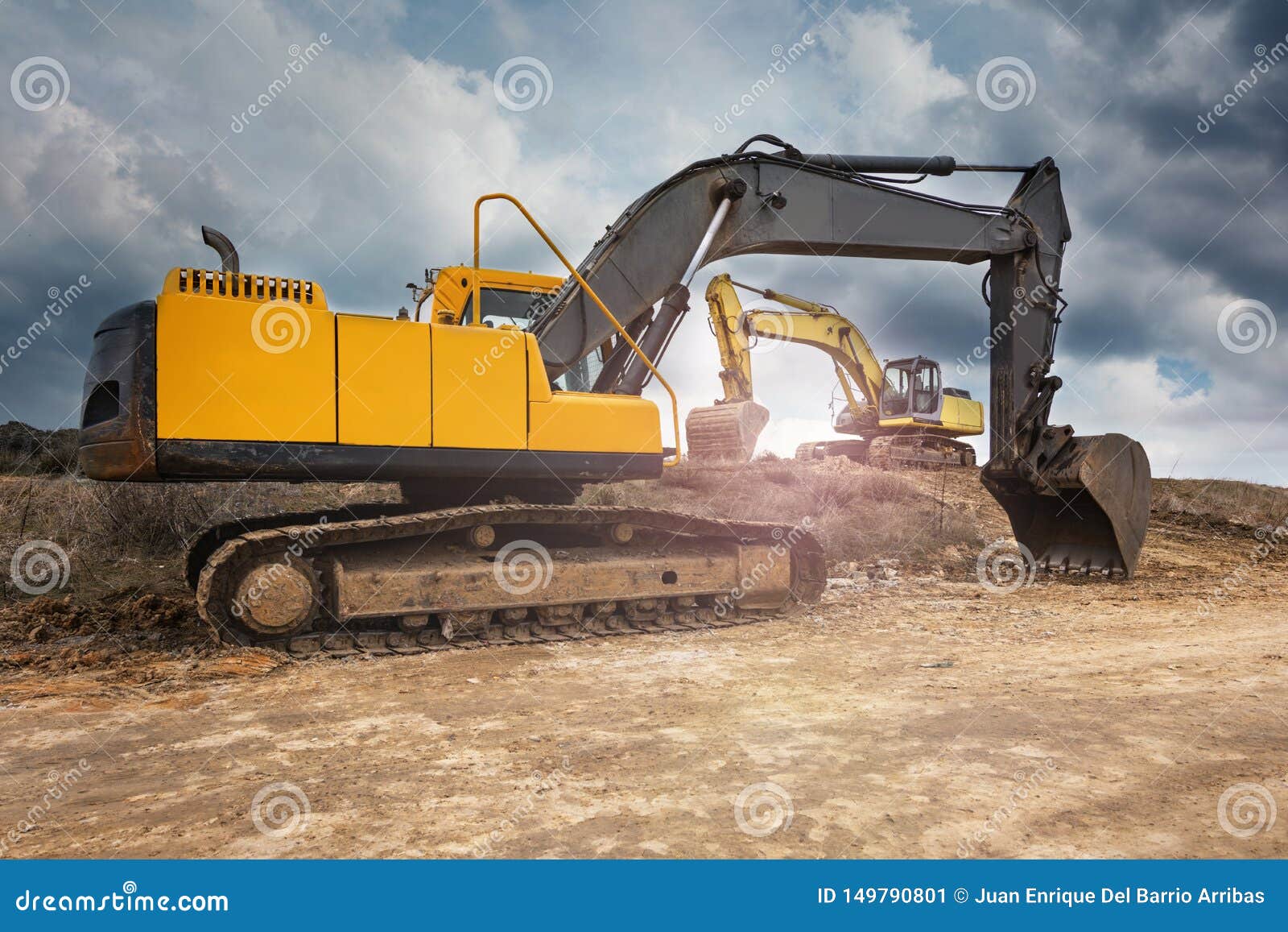 Group of Machinery in a Construction Site Stock Image - Image of yellow ...