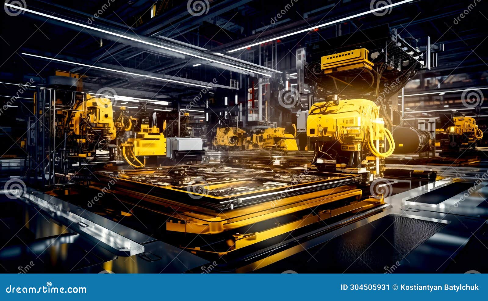 Group of Machines that are Inside of Building with Lights on Them ...