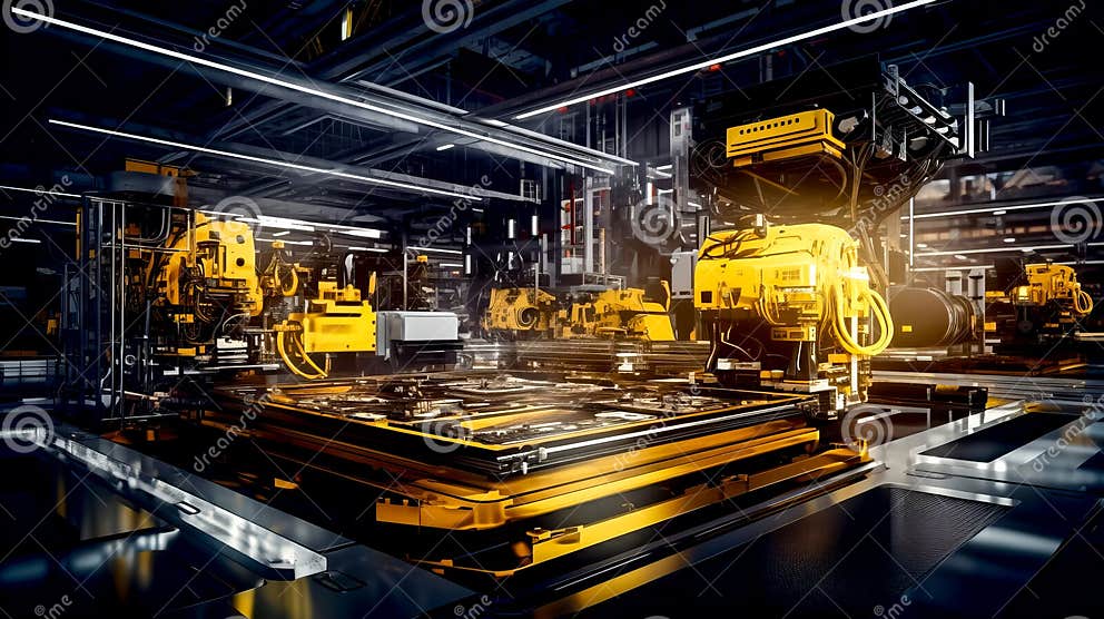 Group of Machines that are Inside of Building with Lights on Them ...