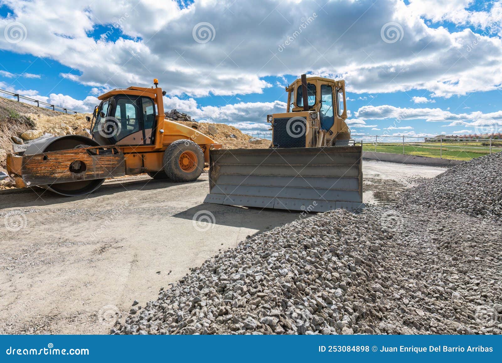 Group of Machines in a Road Construction Works Stock Photo - Image of ...
