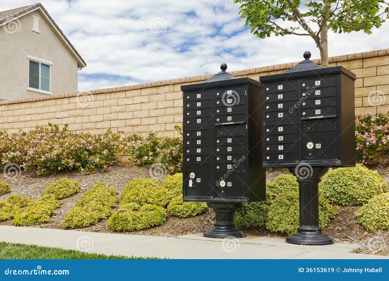 Group of Mailboxes stock image. Image of outdoors, district - 36153619