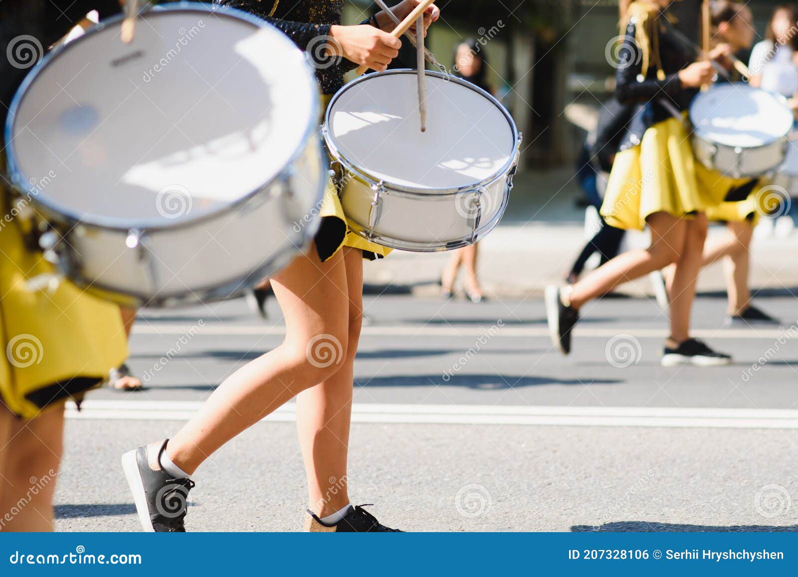 Group of Majorettes Parade through the Streets of the City Stock Photo ...