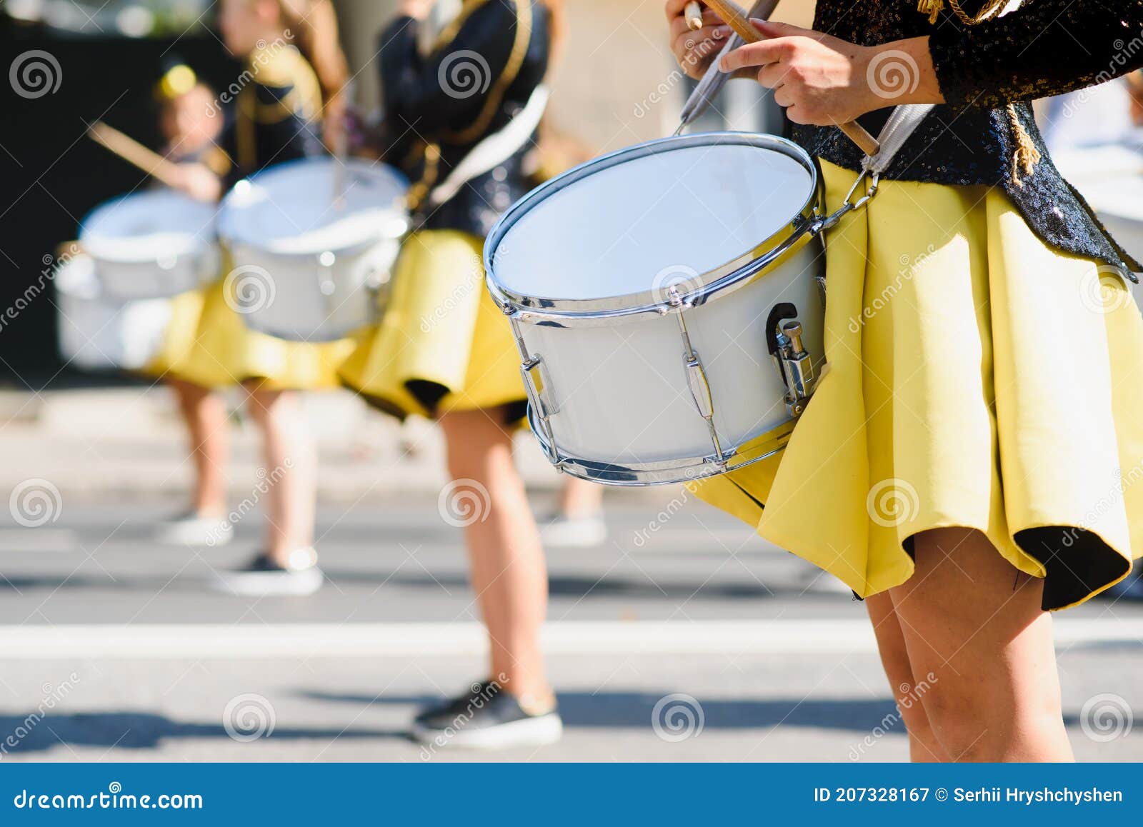 Group of Majorettes Parade through the Streets of the City Stock Image ...