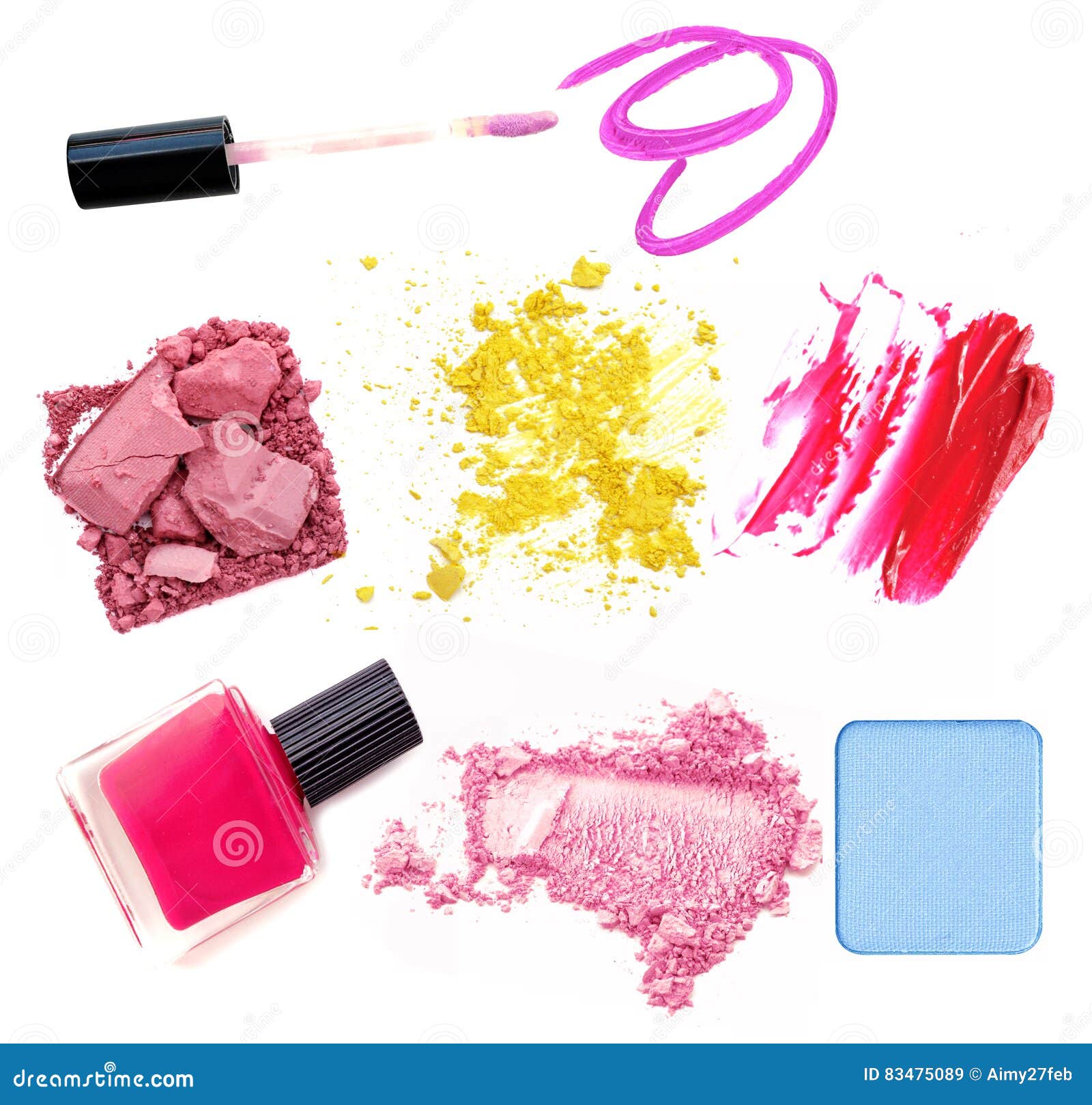 Group of Make-up Products Isolated on White. Stock Image - Image of ...