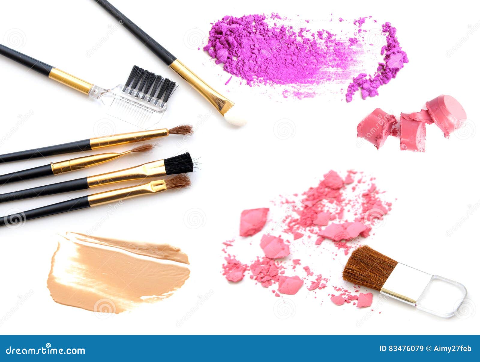 Group of Make-up Products Isolated on White. Stock Image - Image of ...
