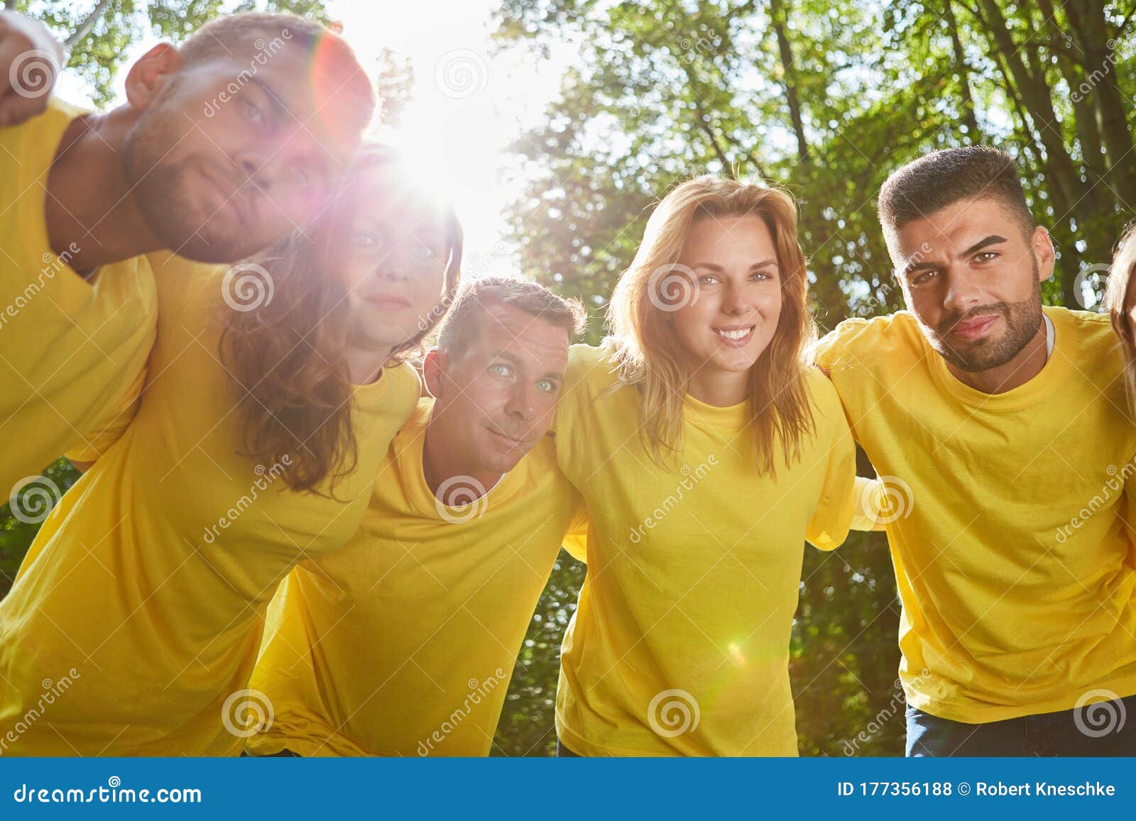 Group Makes Hug for Teamwork and Team Spirit Stock Photo - Image of ...