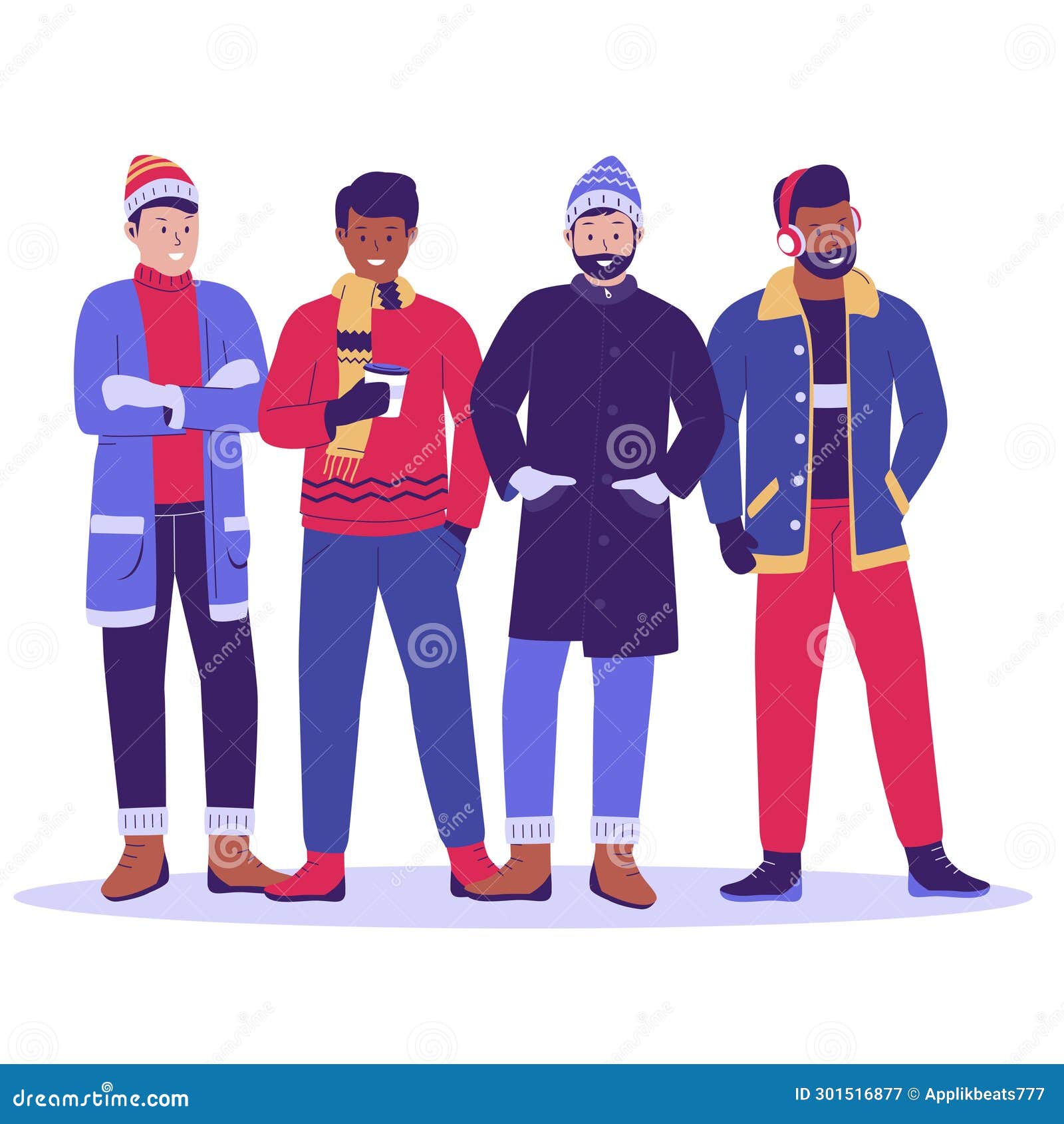 Group of Man People in Winter Clothes Stock Vector - Illustration of ...
