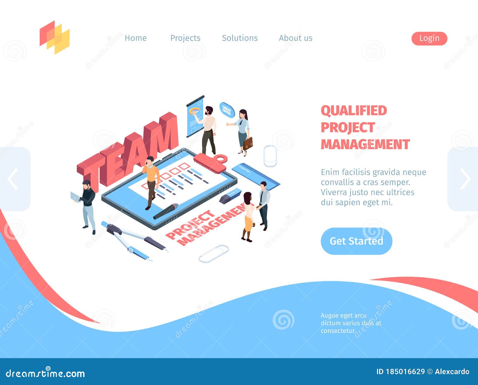 Group Management Project Isometric. Illustration Landing Page Figures ...
