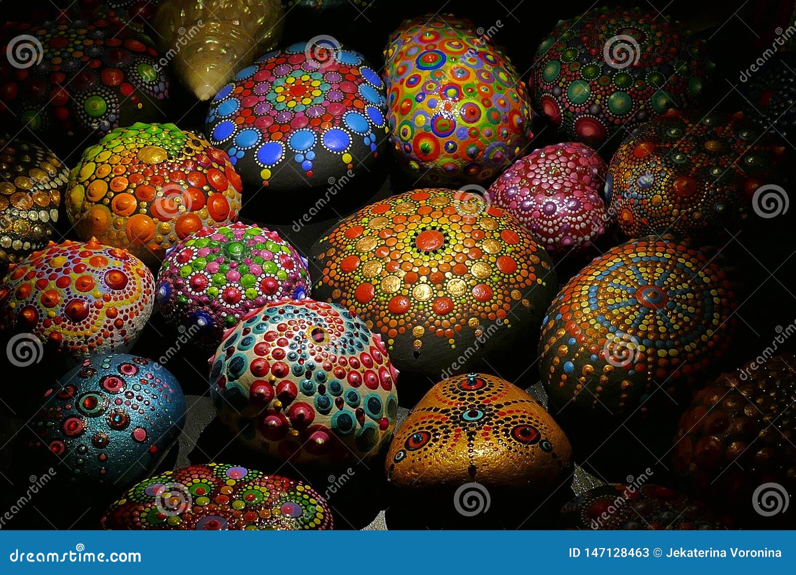 Group of Mandala Stones of Various Sizes Stock Image - Image of pattern ...