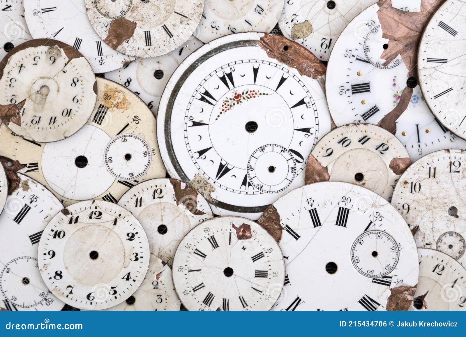 Group of Damaged Antique Watch Faces Stock Photo - Image of closeup ...