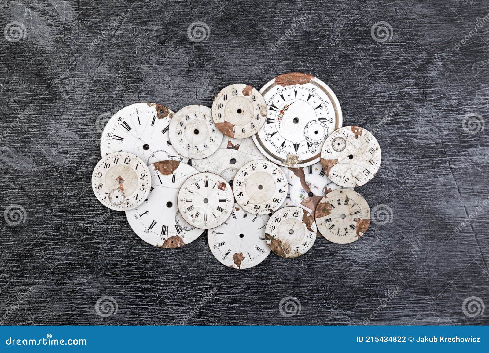Group of Damaged Antique Watch Faces Stock Photo - Image of lost ...