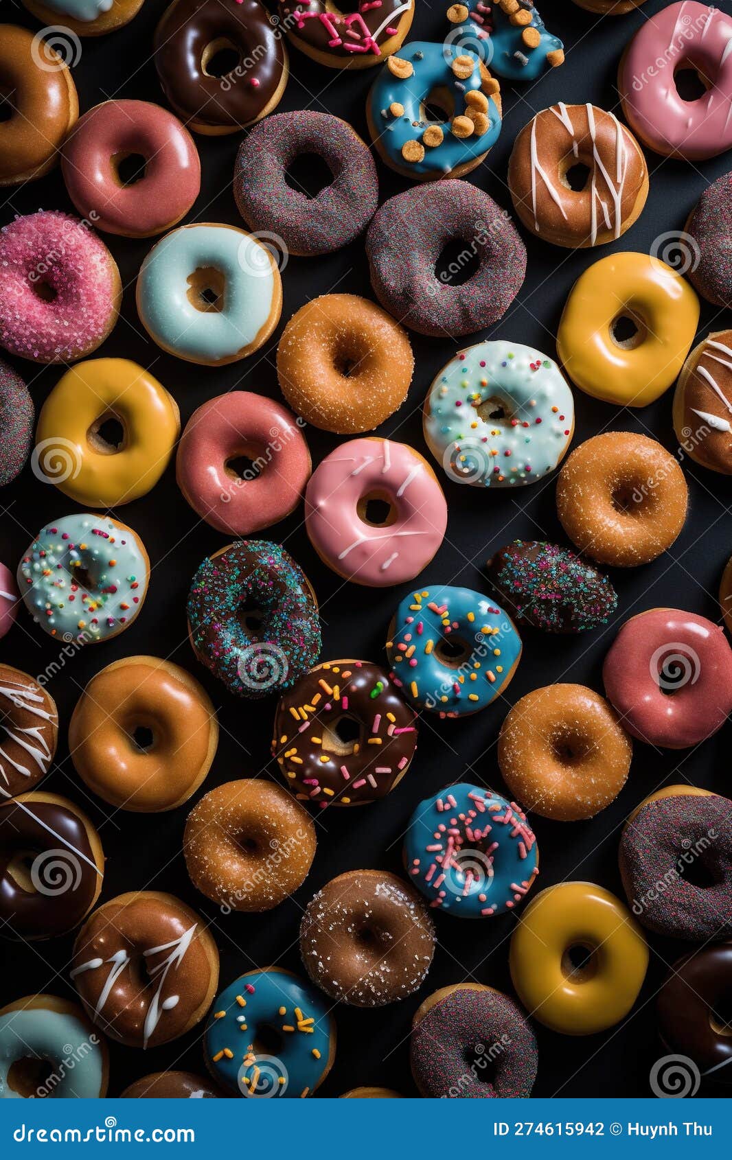 Group of Many Donuts Seamless Background, Close of View Stock Photo ...
