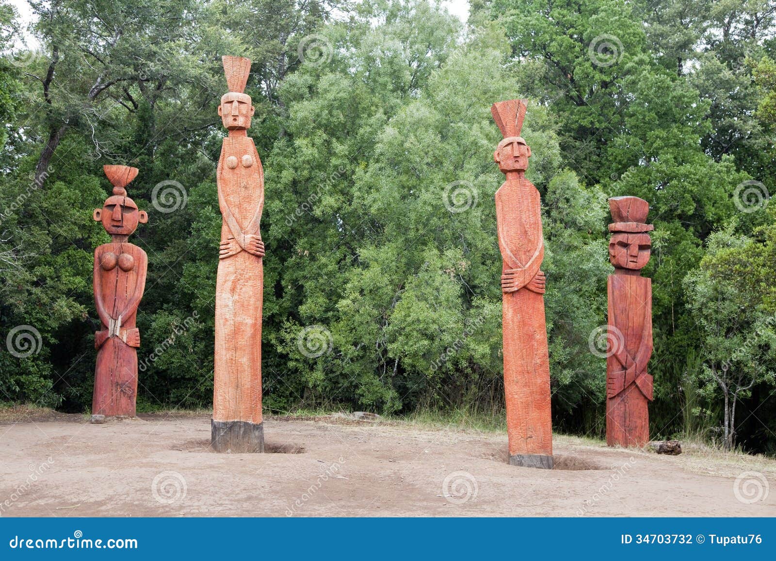 Group of Mapuchean Totems at a Park in Temuco. Stock Photo - Image of ...