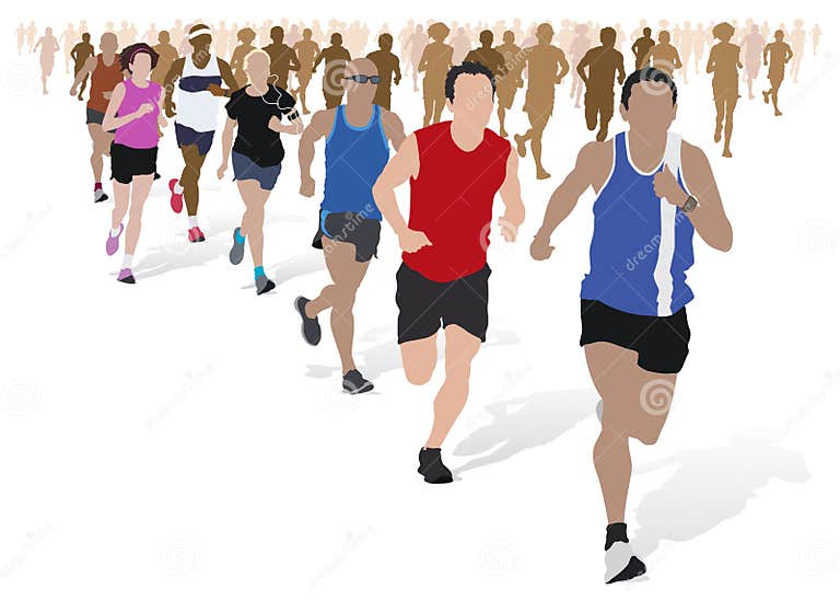 Group of Marathon Runners. stock vector. Illustration of copy - 21186363