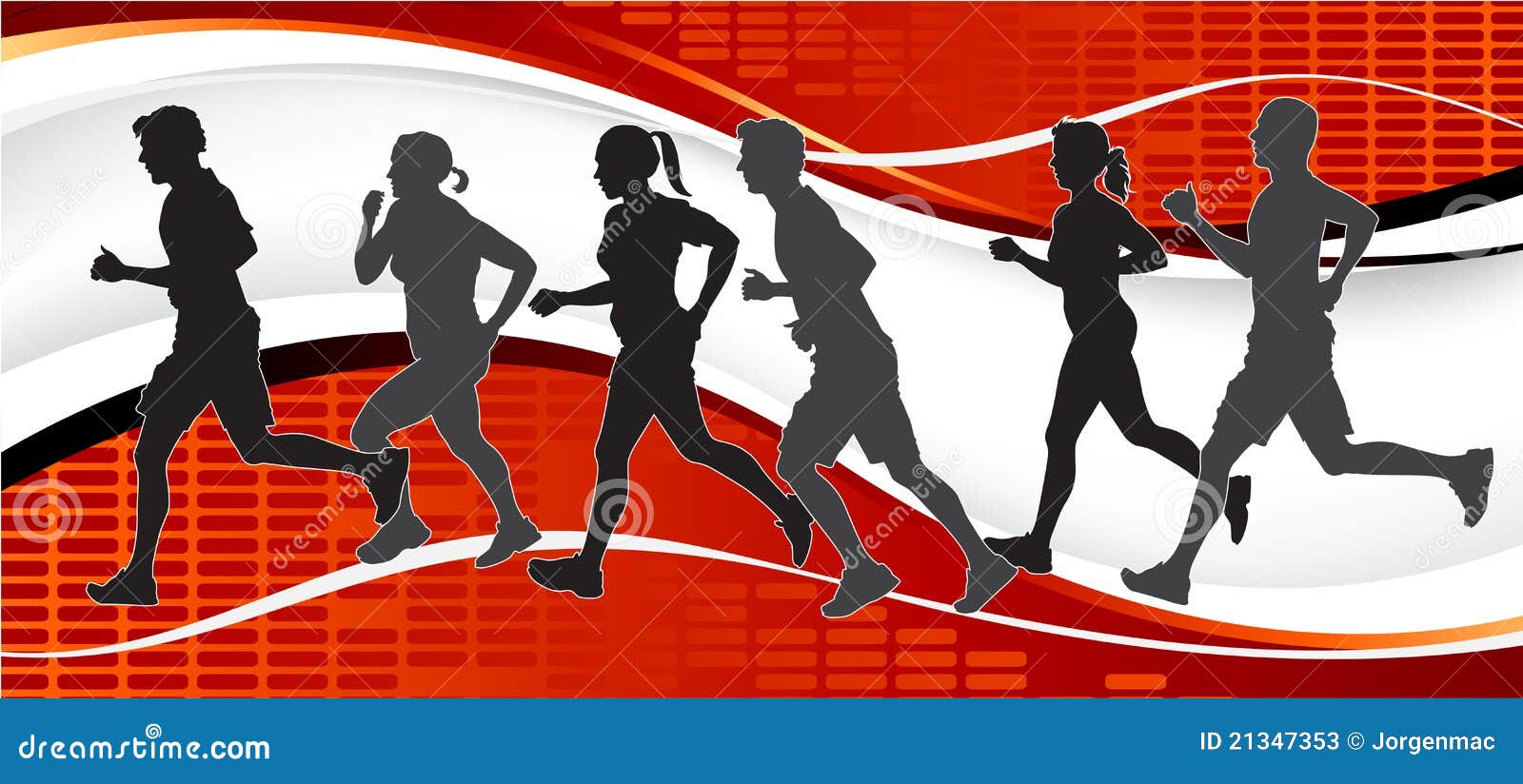 Group of Marathon Runners on Abstract Background. Stock Vector ...