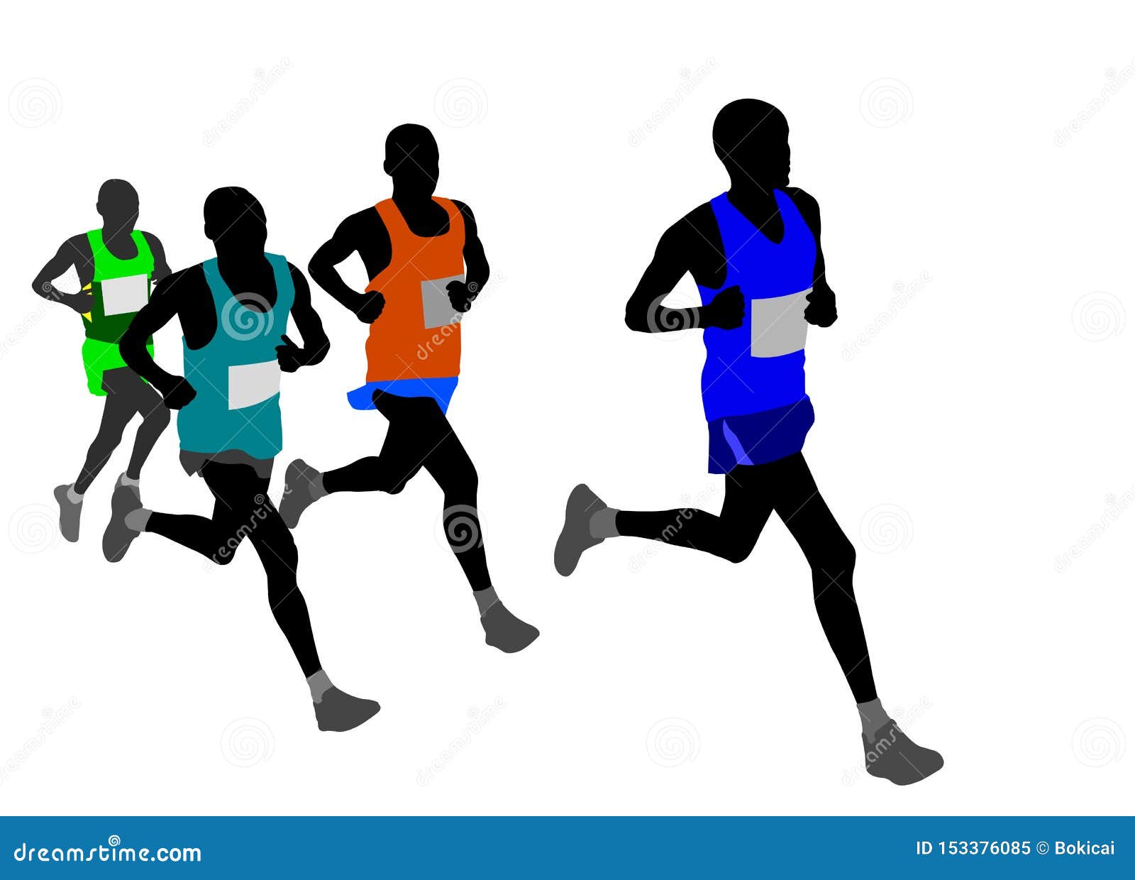 Group of Marathon Runners Silhouettes Stock Vector - Illustration of ...